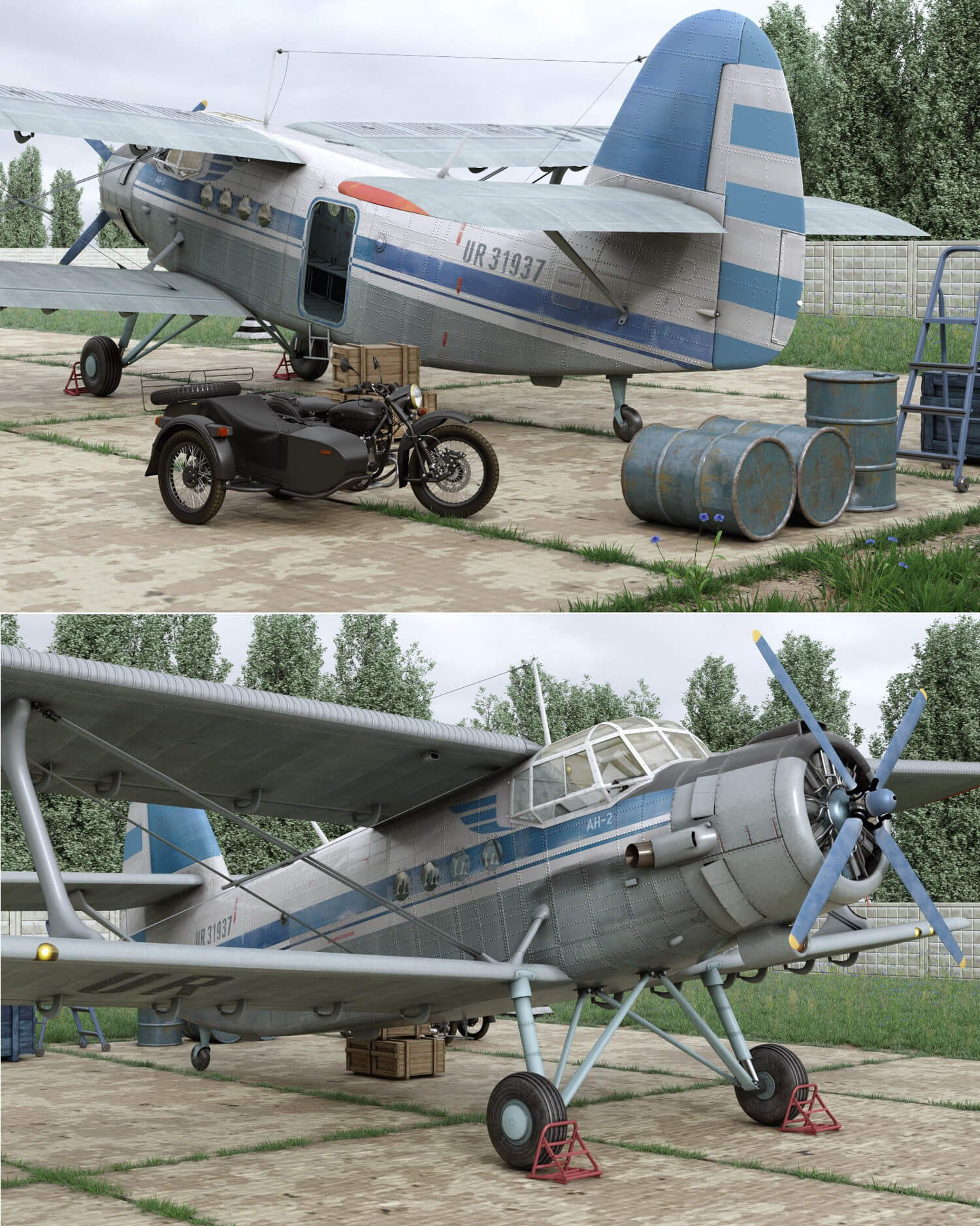 Antonov An-2T EXTERIOR 3D Render, Digital Art by be-gemot
