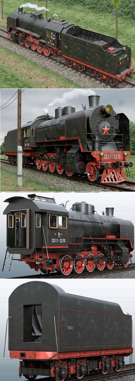 Steam locomotive SO-17 3D Render, Digital Art by be-gemot