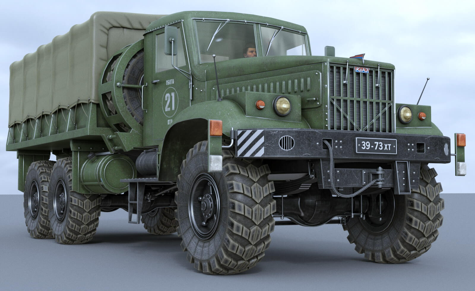 KrAZ-255 Heavy Truck (6X6) 3D Model by be-gemot