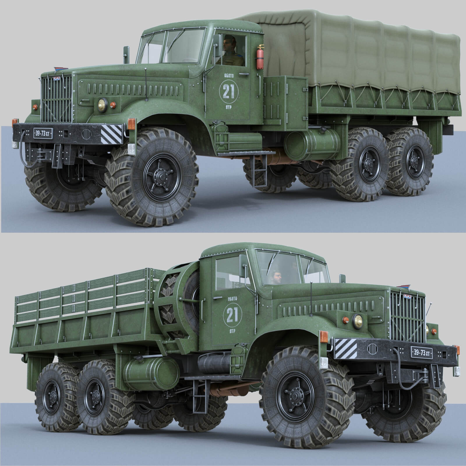 KrAZ-255 Heavy Truck (6X6) 3D Model by be-gemot