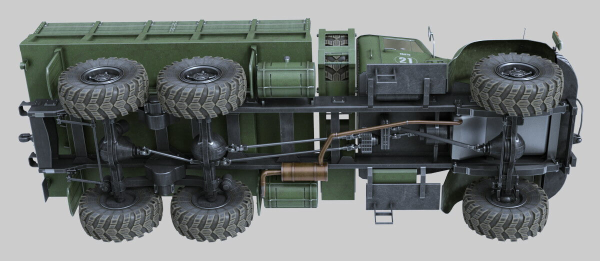 KrAZ-255 Heavy Truck (6X6) 3D Model by be-gemot