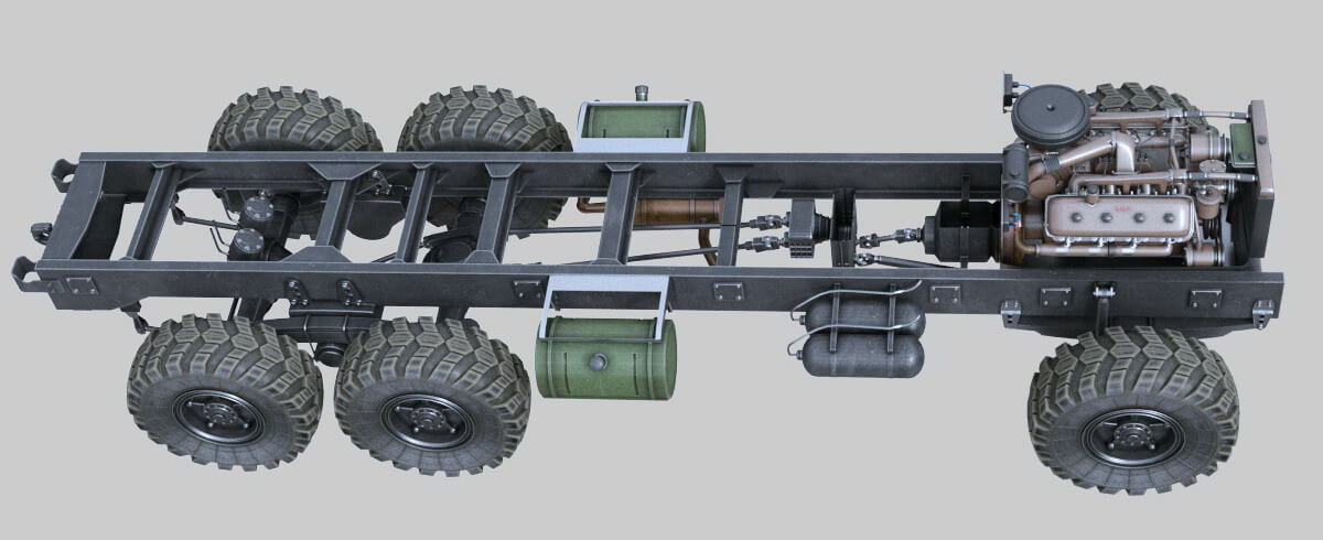 KrAZ-258B/TZ-22 - Heavy Truck Tractor 3D Model by be-gemot