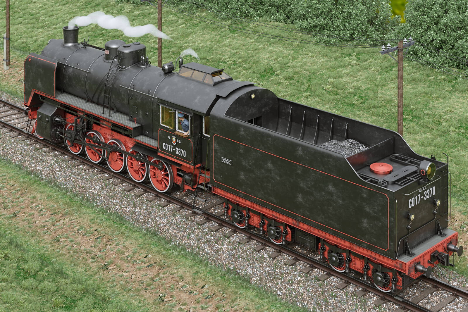 Soviet Steam Locomotive SO-17 3D Model by be-gemot