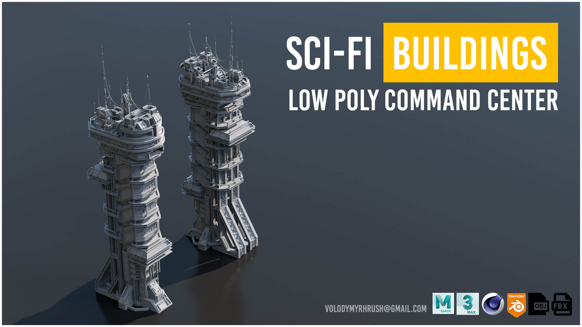 Sci-Fi Building Command Center Skyscraper 3D Model by Bearg