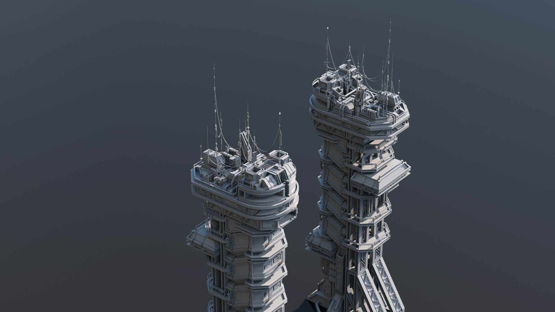 Sci-Fi Building Command Center Skyscraper 3D Model by Bearg