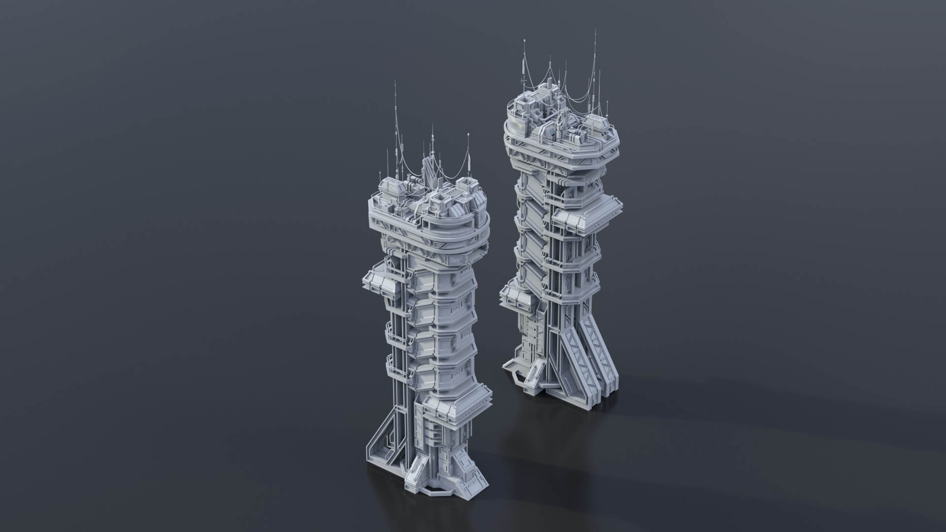 Sci-Fi Building Command Center Skyscraper 3D Model by Bearg