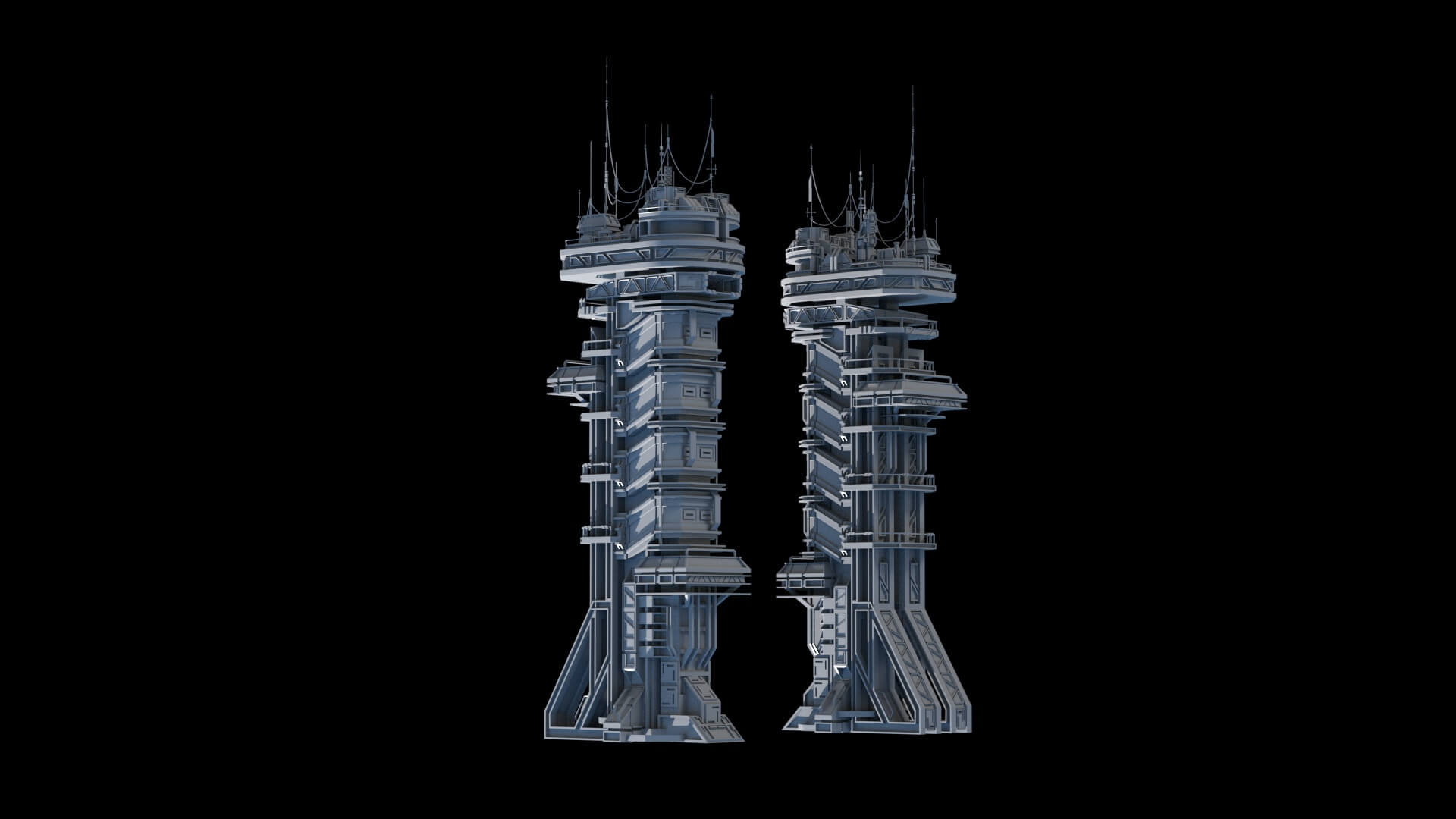 Sci-Fi Building Command Center Skyscraper 3D Model by Bearg