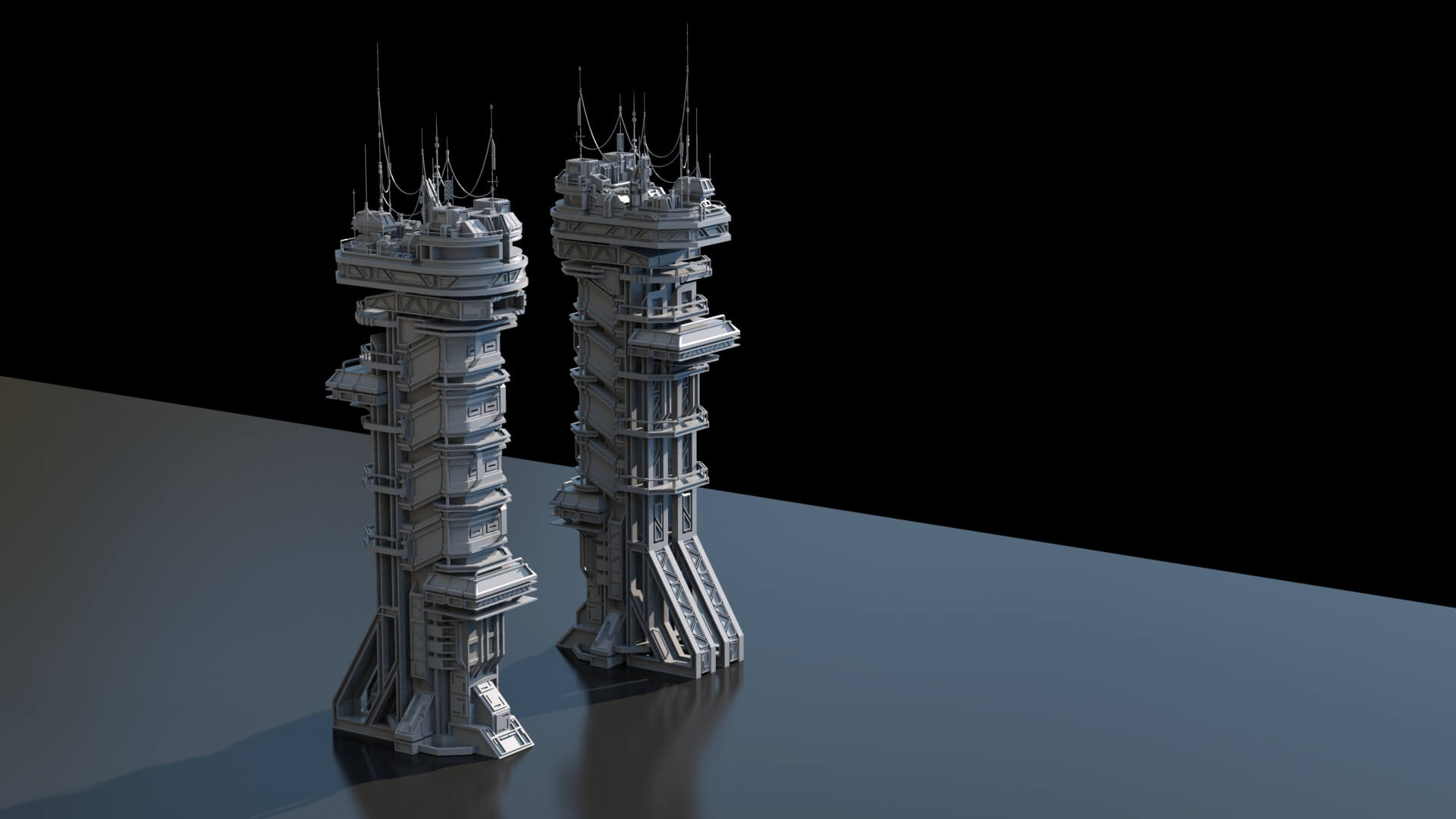 Sci-Fi Building Command Center Skyscraper 3D Model by Bearg