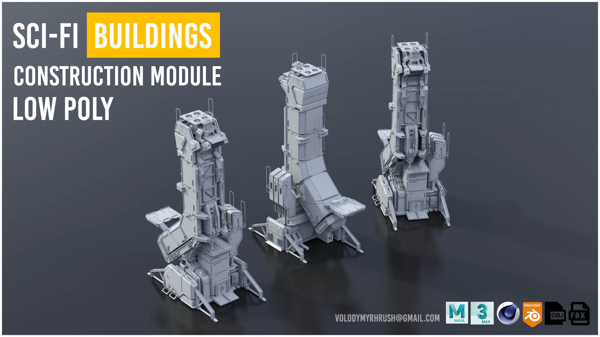 Sci-Fi Building Construction Module 3D Model by Bearg
