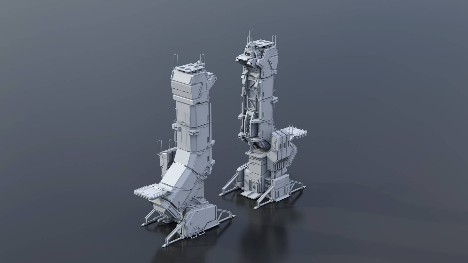 Sci-Fi Building Construction Module 3D Model by Bearg