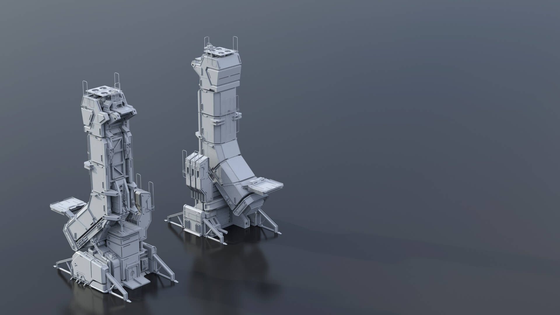 Sci-Fi Building Construction Module 3D Model by Bearg