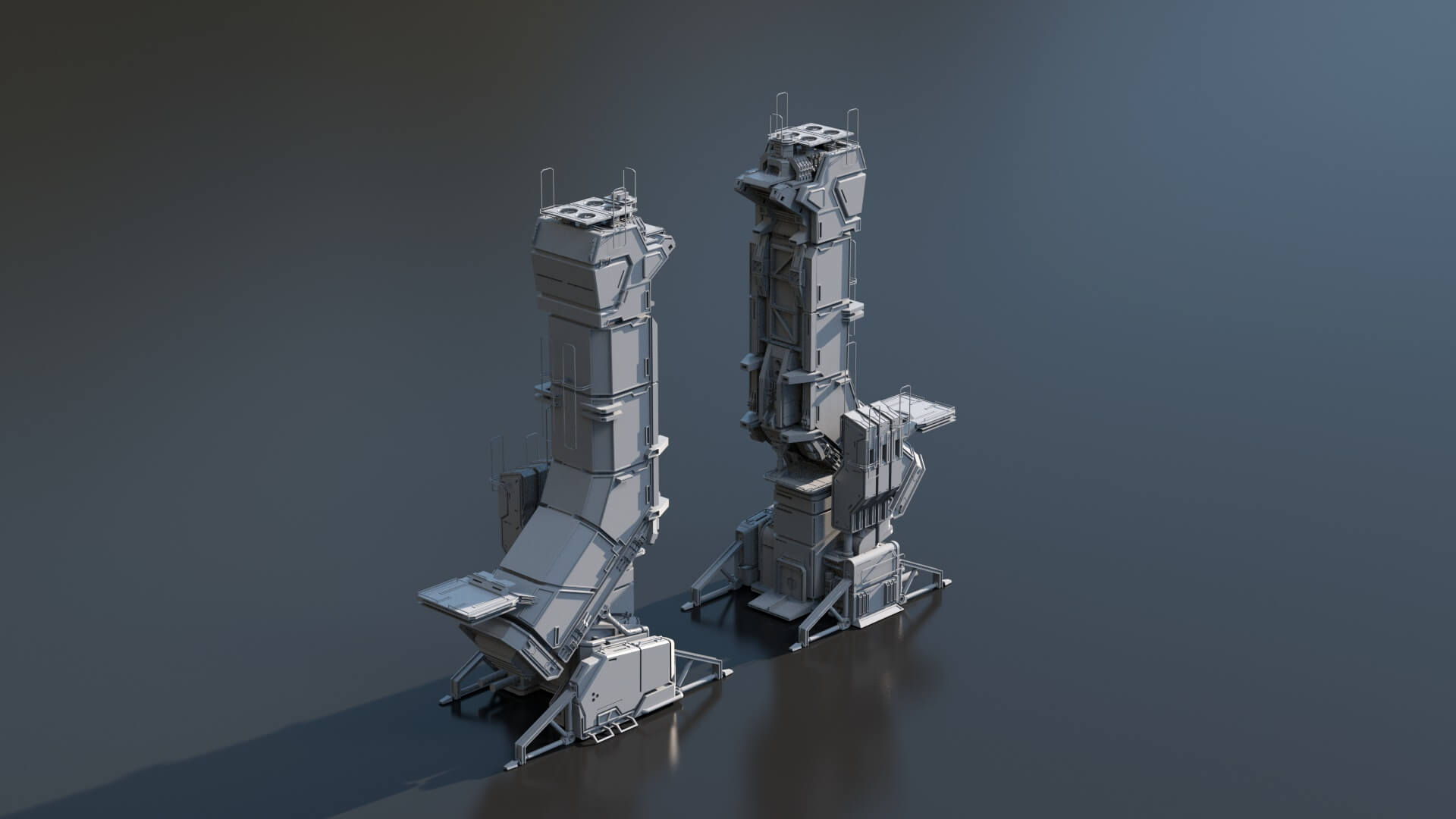 Sci-Fi Building Construction Module 3D Model by Bearg
