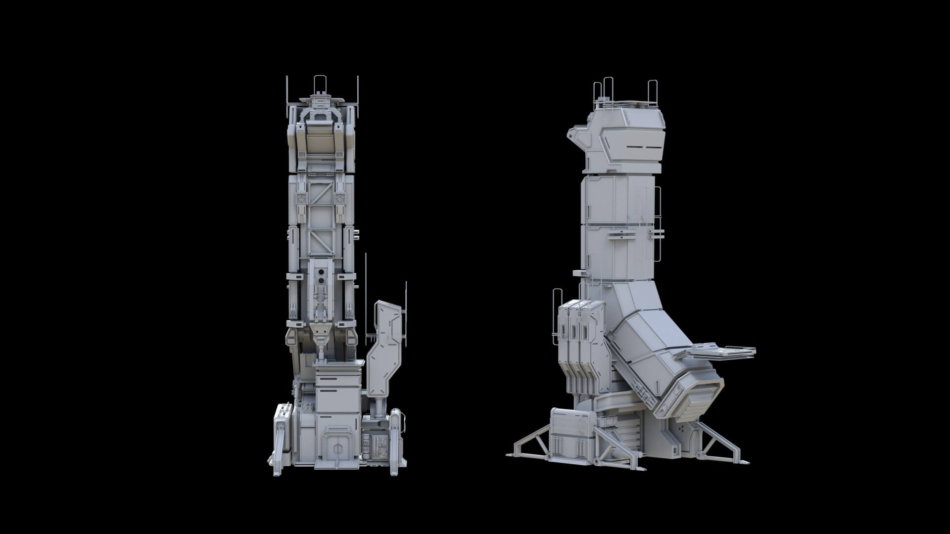 Sci-Fi Building Construction Module 3D Model by Bearg