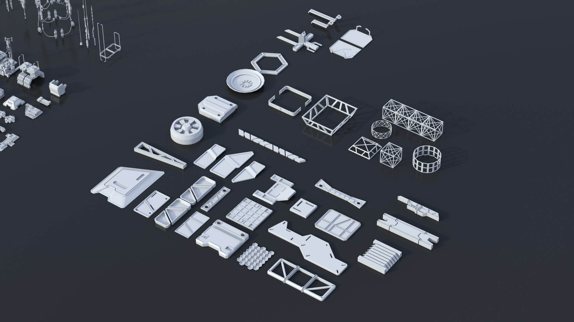 Sci-Fi Building Dressing Kitbash Pack 3D Model by Bearg