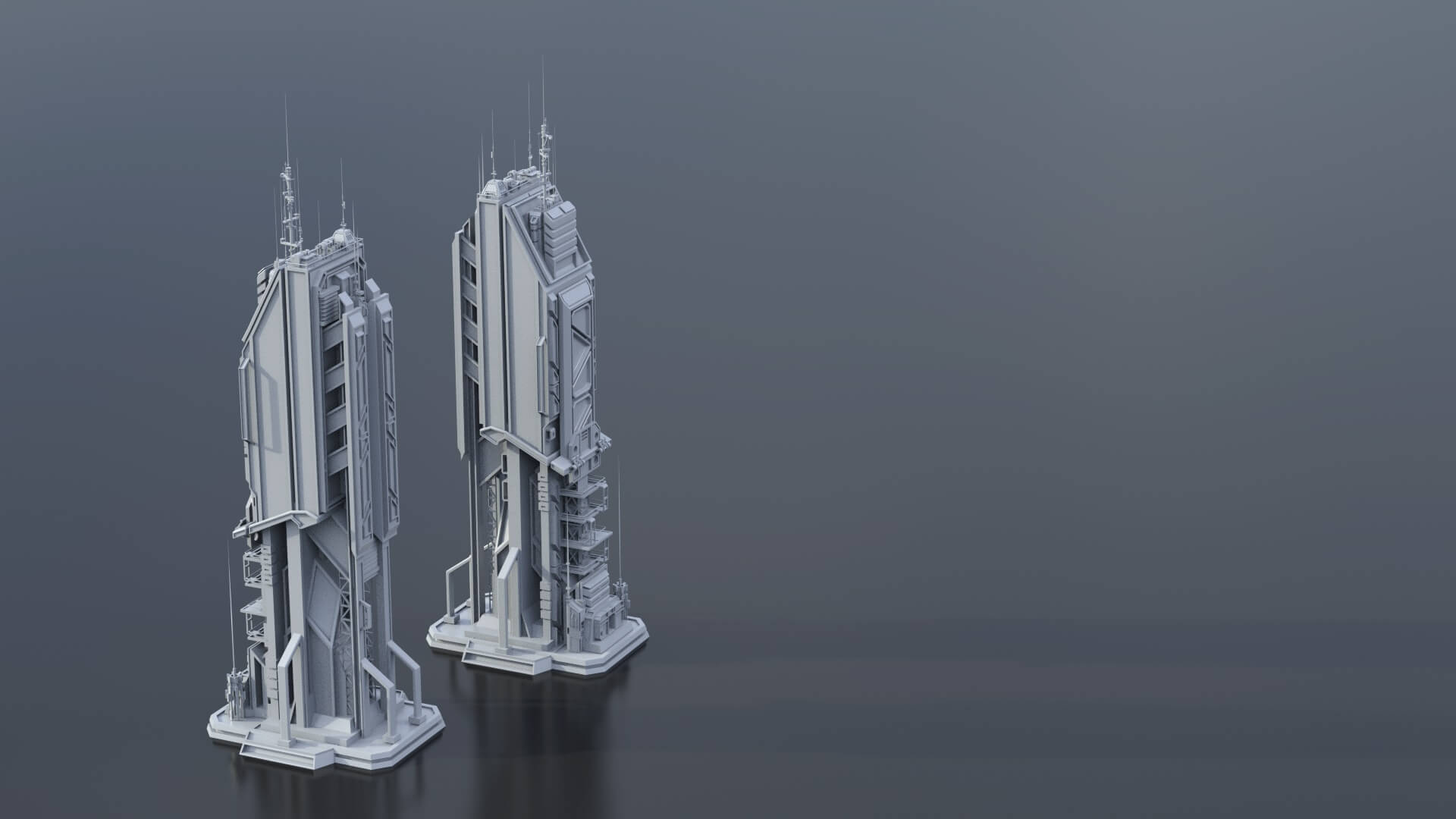 Sci-Fi Building Tower Skyscraper 3D Model by Bearg