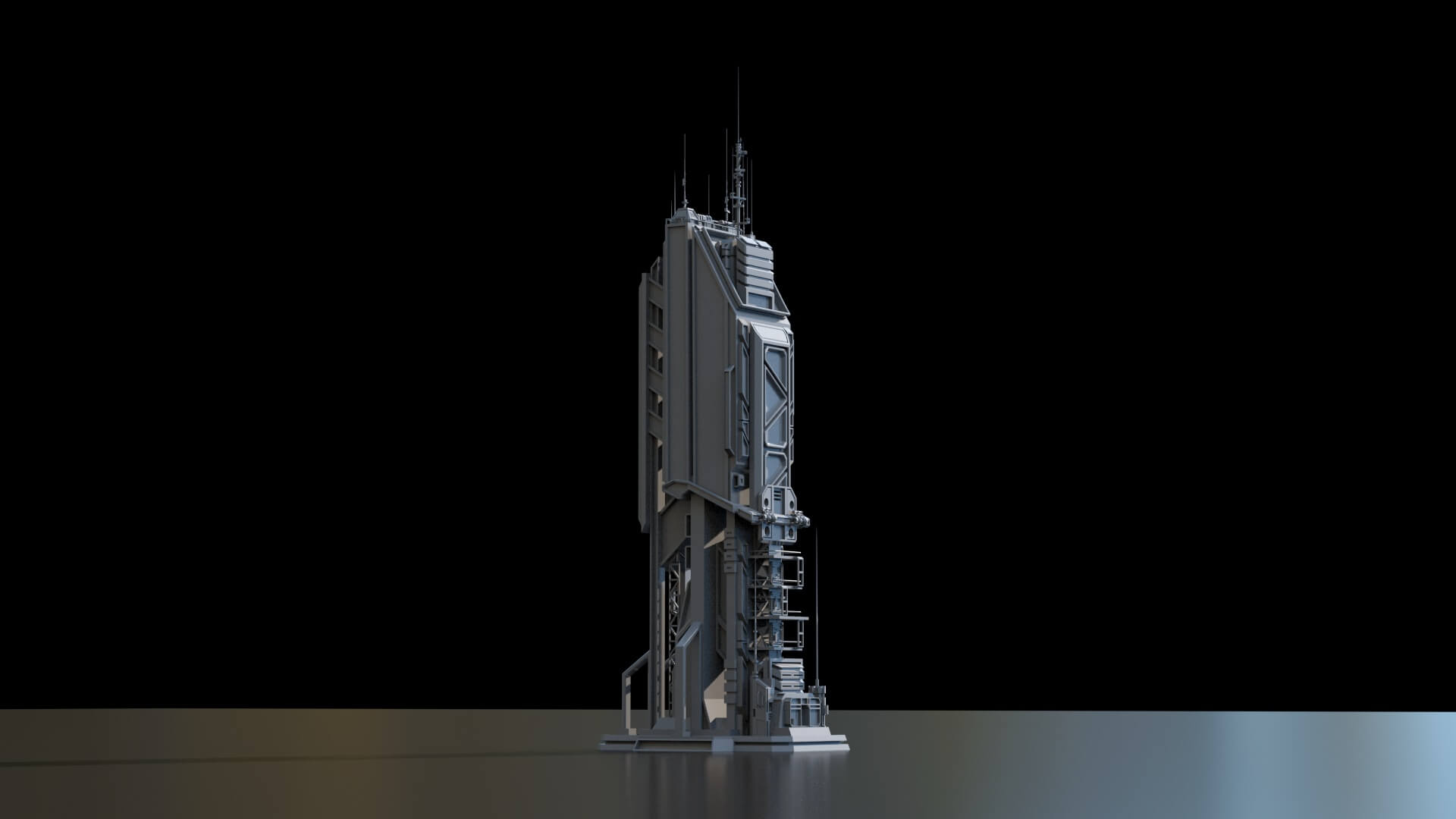 Sci-Fi Building Tower Skyscraper 3D Model by Bearg