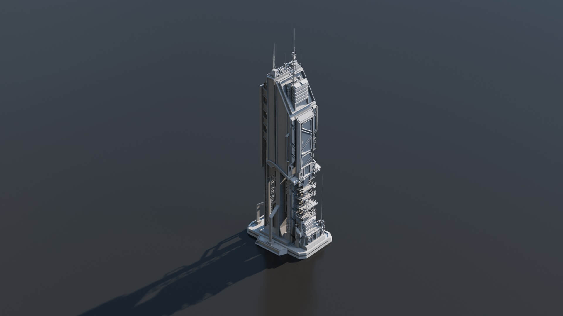 Sci-Fi Building Tower Skyscraper 3D Model by Bearg