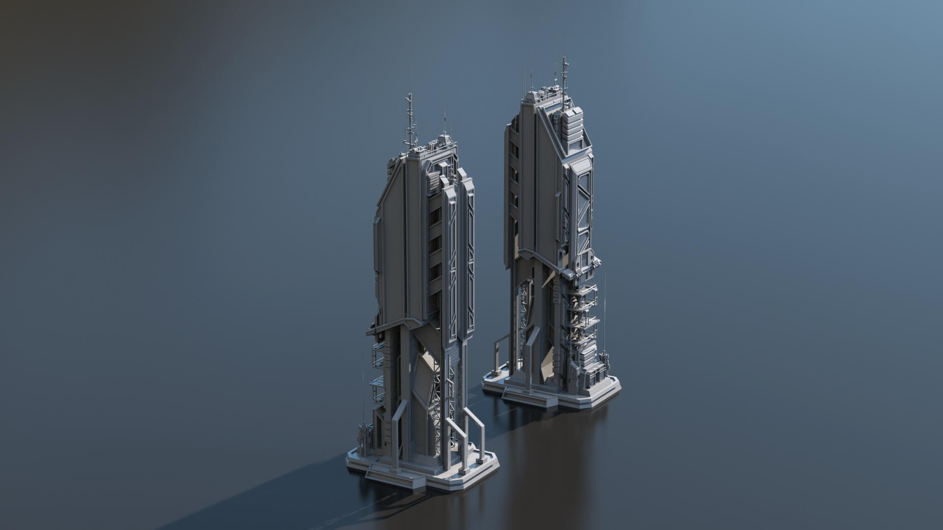 Sci-Fi Building Tower Skyscraper 3D Model by Bearg