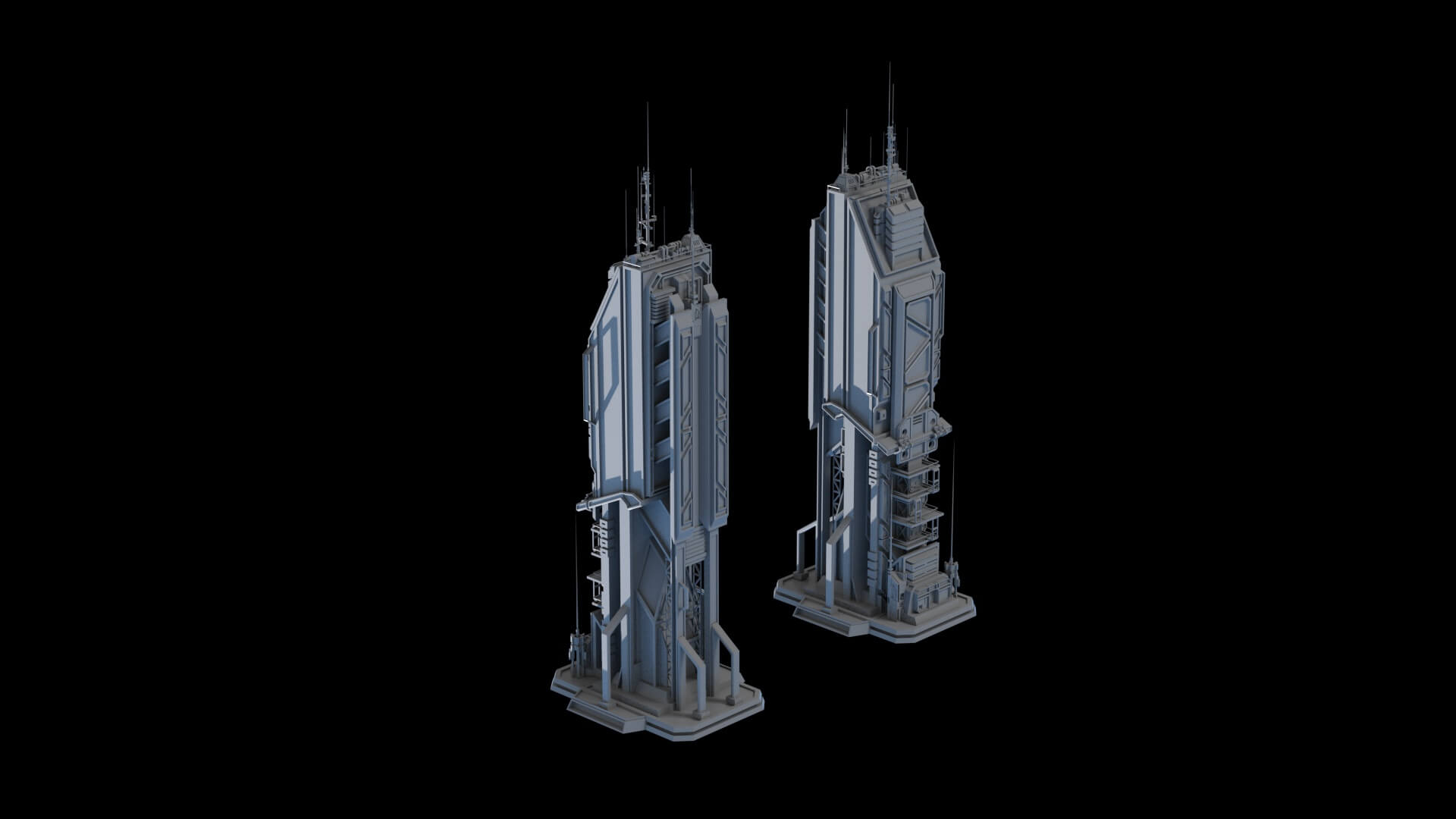Sci-Fi Building Tower Skyscraper 3D Model by Bearg