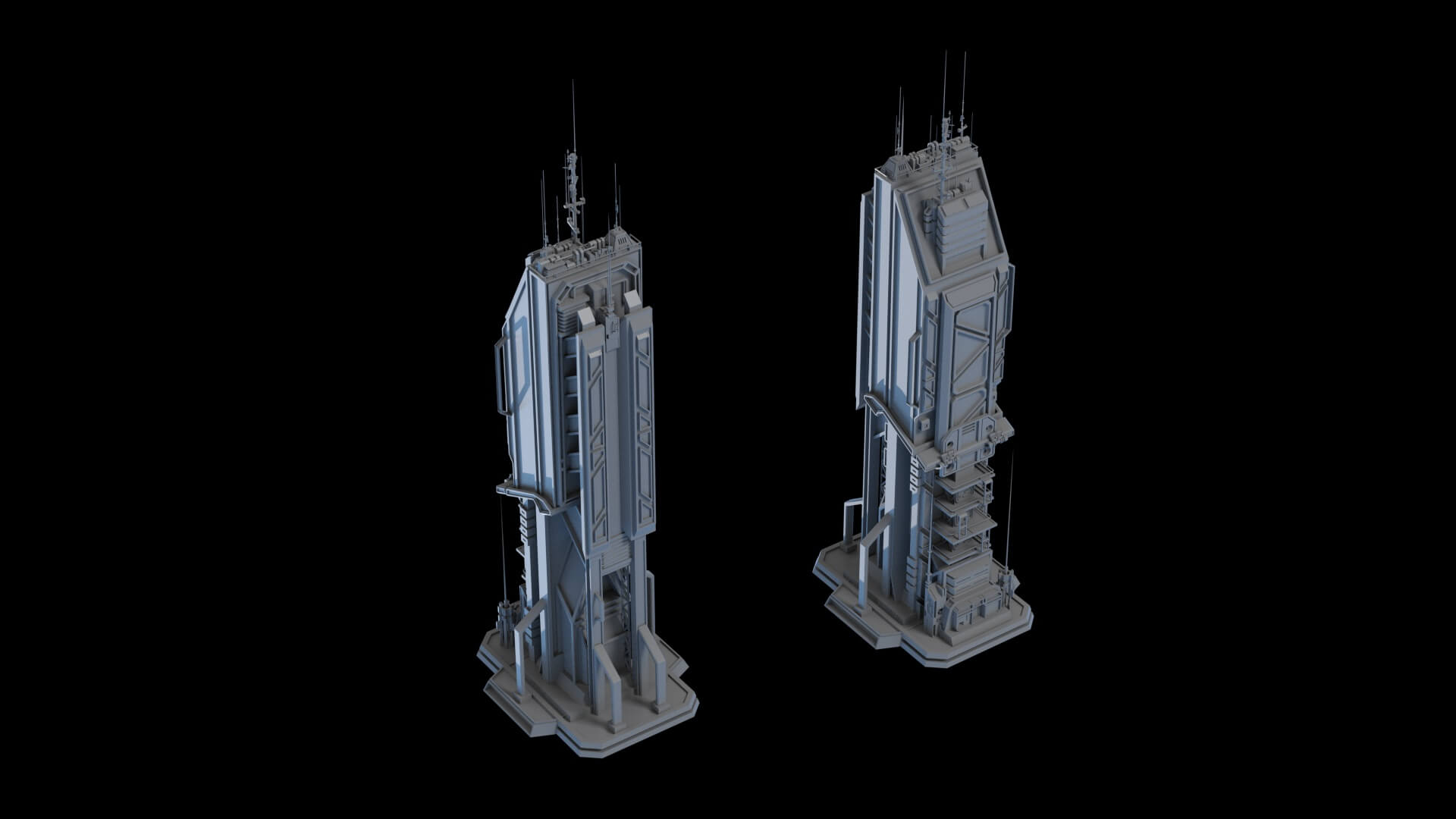 Sci-Fi Building Tower Skyscraper 3D Model by Bearg