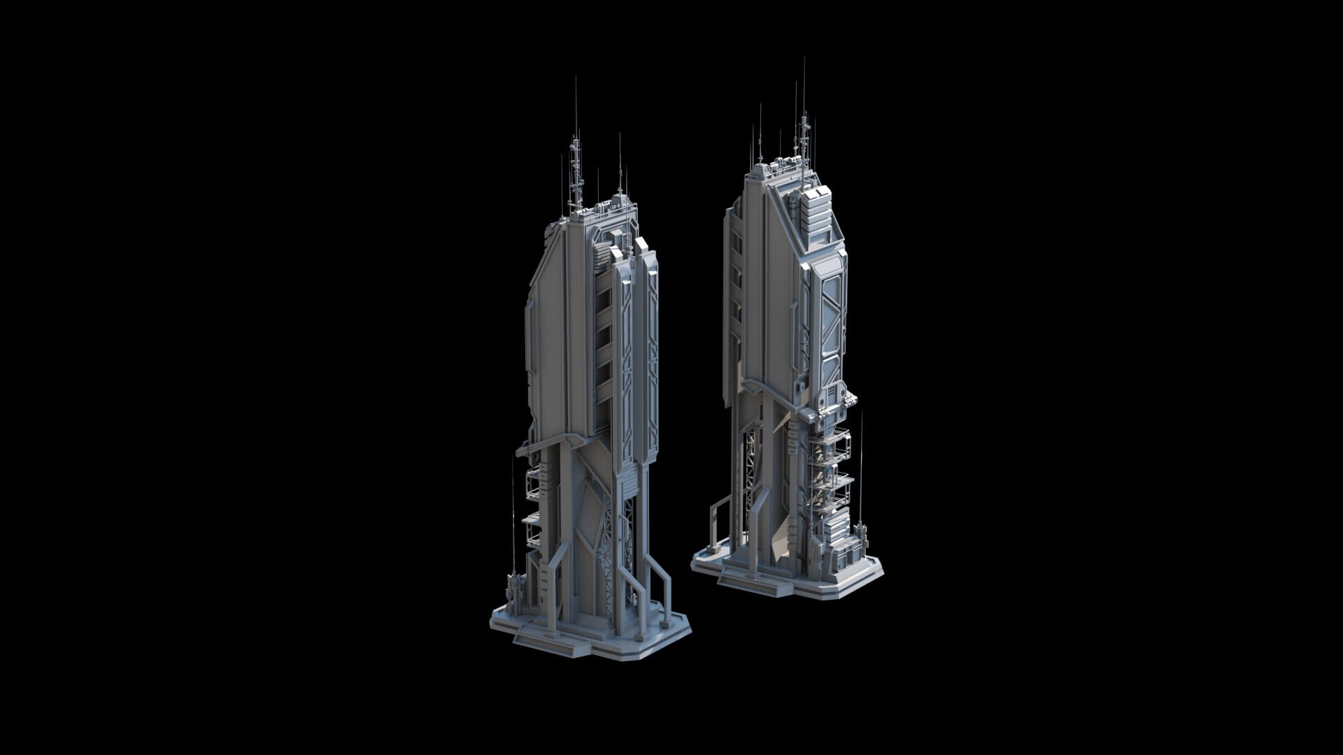 Sci-Fi Building Tower Skyscraper 3D Model by Bearg