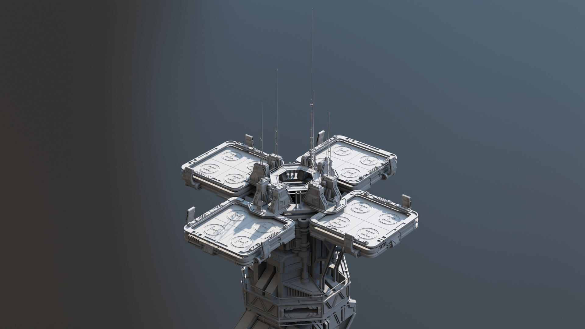 Sci-Fi Futuristic Landing Platform 3D Model by Bearg