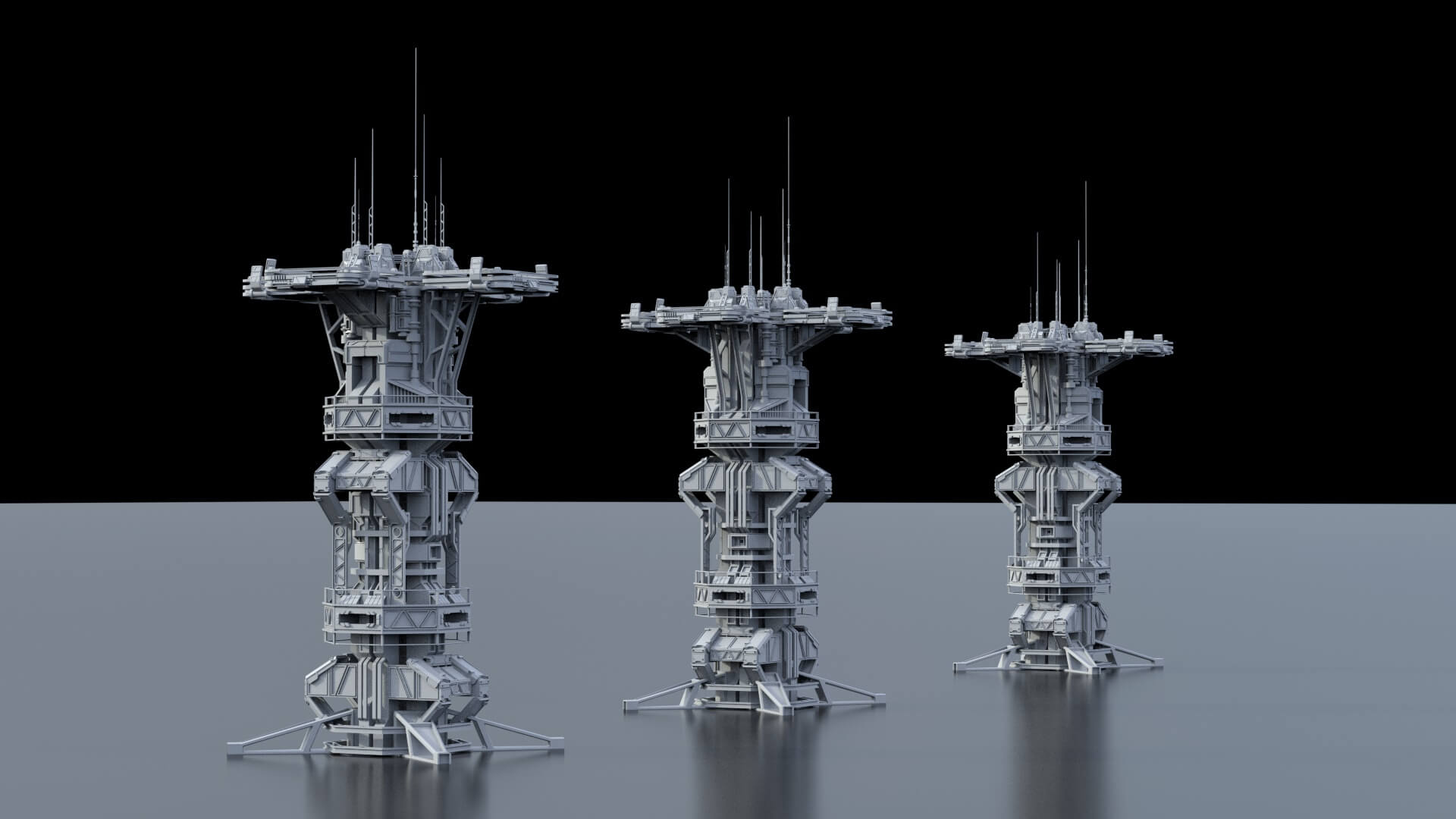 Sci-Fi Futuristic Landing Platform 3D Model by Bearg