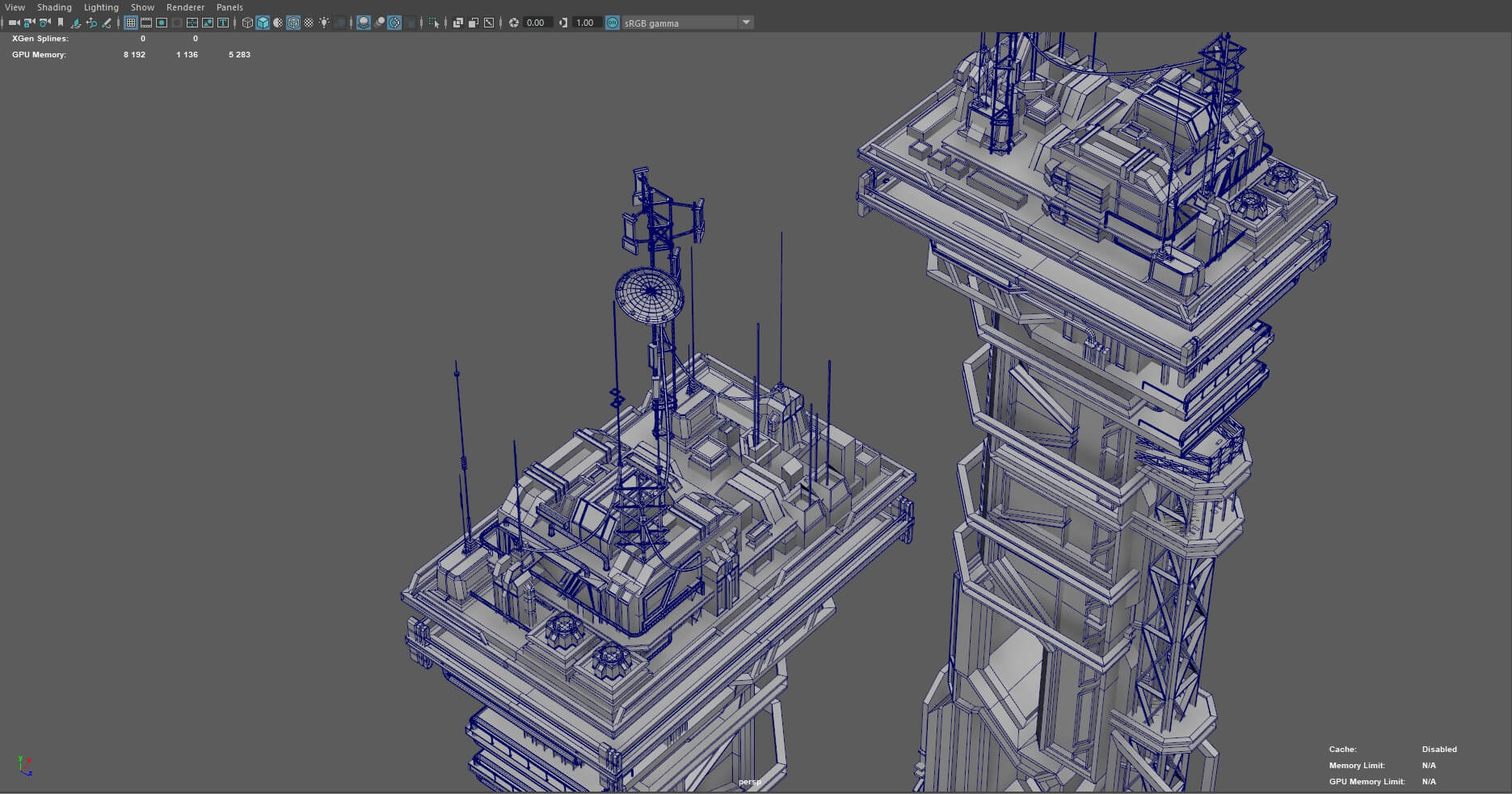 Sci-Fi Buildings Radiotower Skyscraper Low Poly 3D Model by Bearg