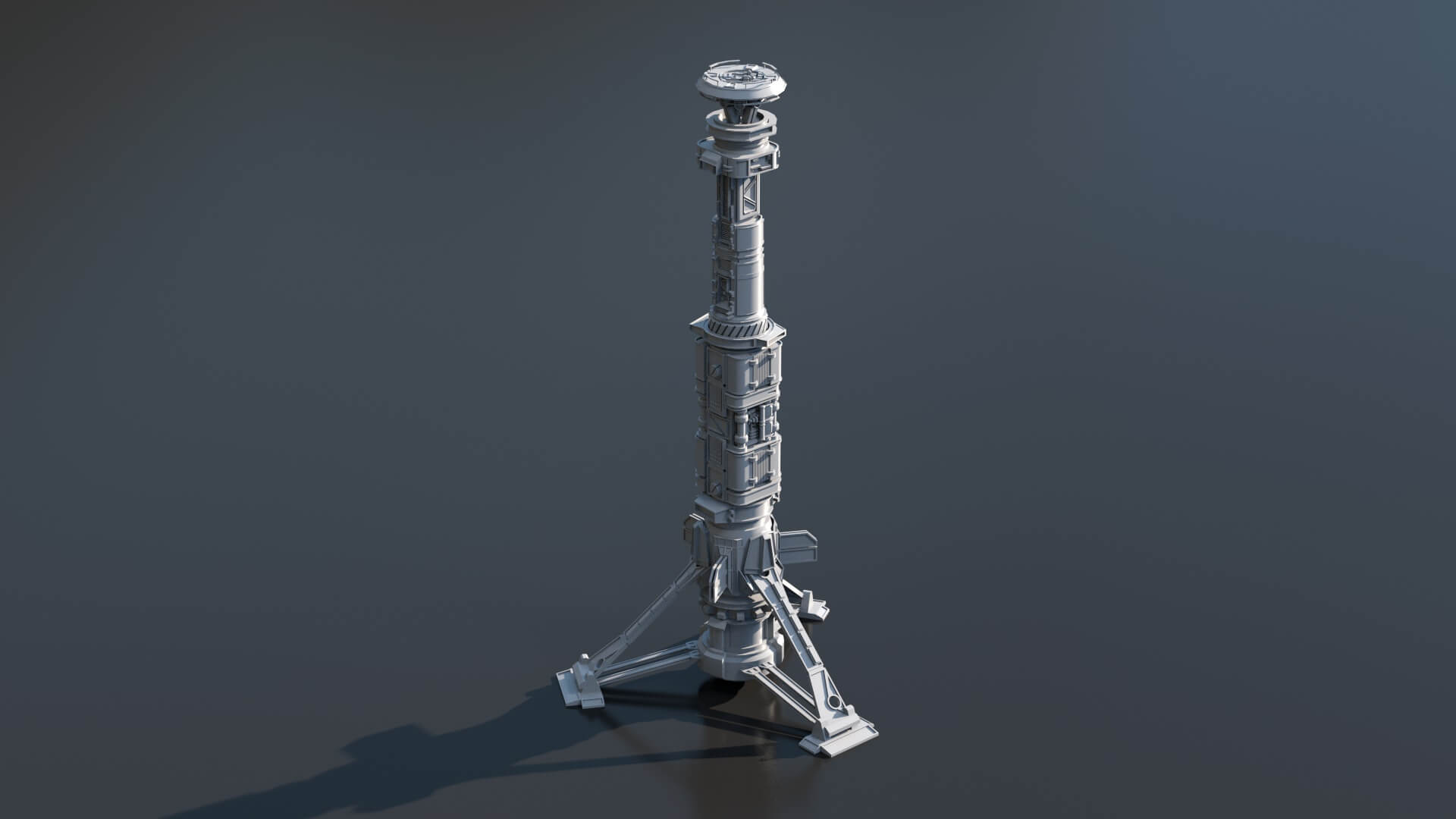 Sci-Fi Buildings Rocket Tower Skyscraper Low Poly 3D Model by Bearg