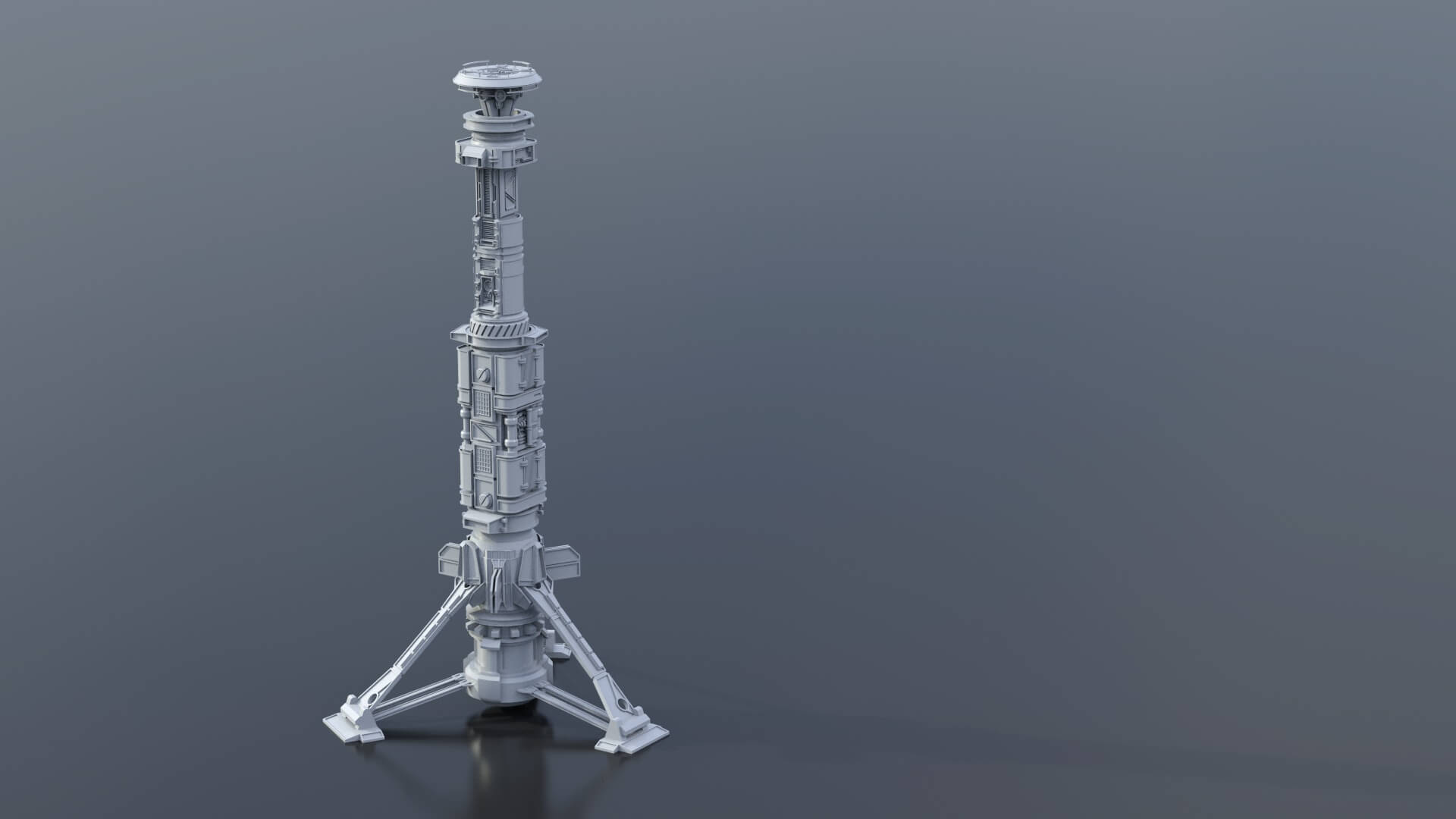 Sci-Fi Buildings Rocket Tower Skyscraper Low Poly 3D Model by Bearg