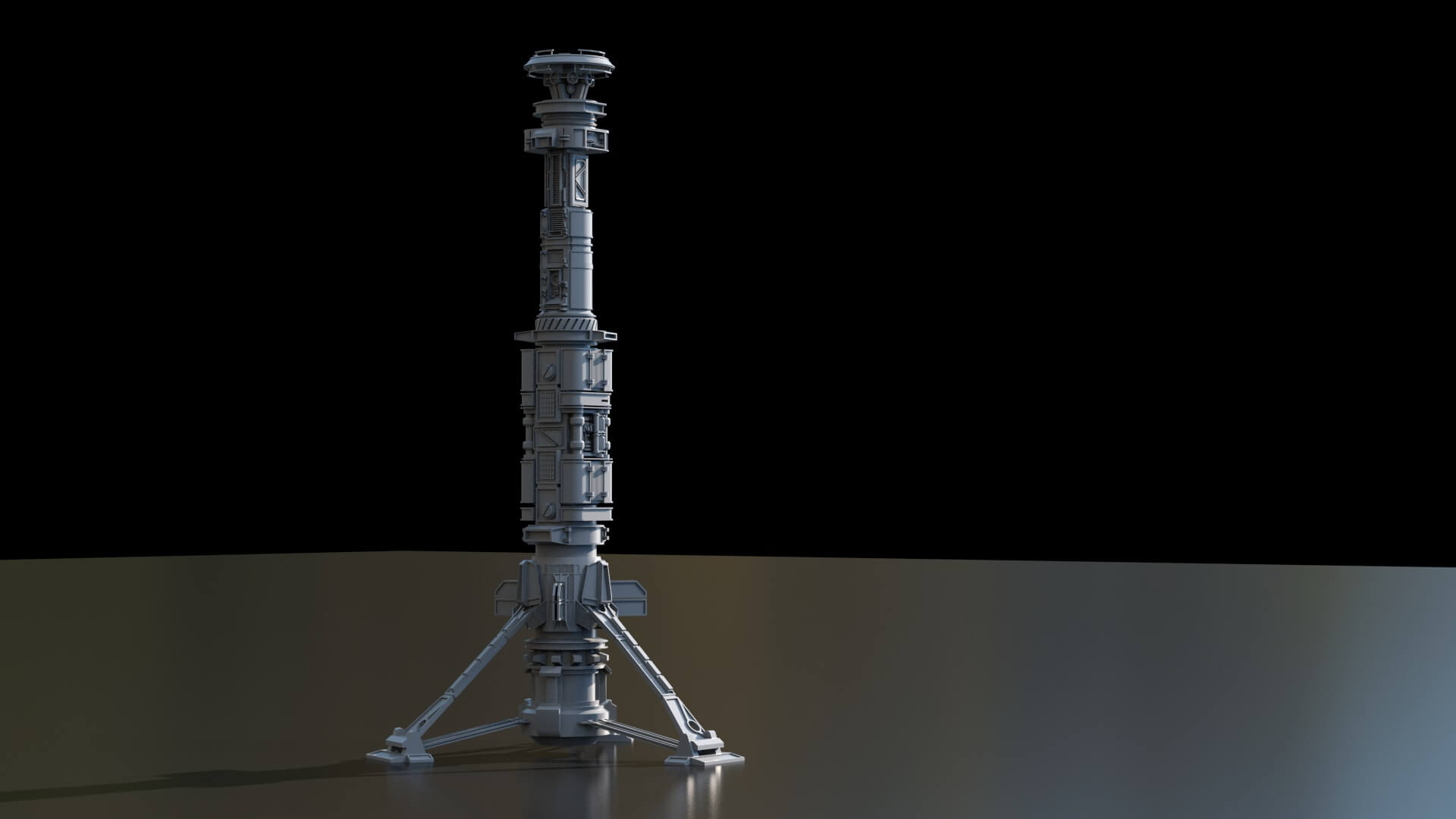 Sci-Fi Buildings Rocket Tower Skyscraper Low Poly 3D Model by Bearg
