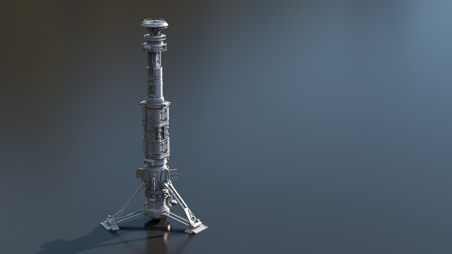 Sci-Fi Buildings Rocket Tower Skyscraper Low Poly 3D Model by Bearg