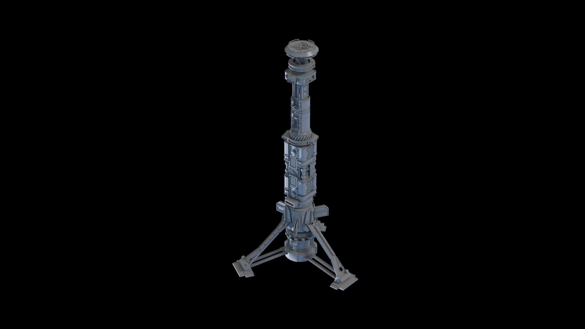 Sci-Fi Buildings Rocket Tower Skyscraper Low Poly 3D Model by Bearg