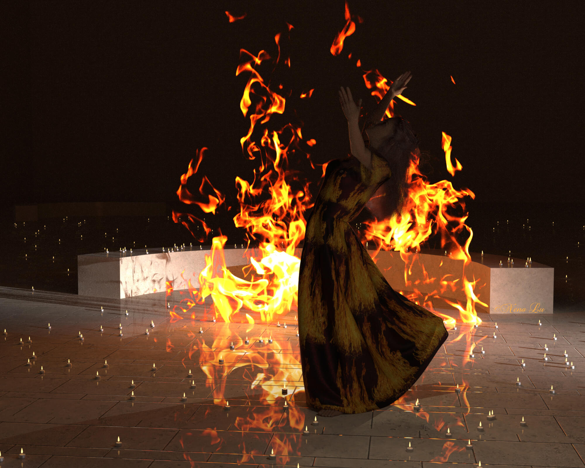 Fire Dance 3D Render, Digital Art by Beautiful Misfits