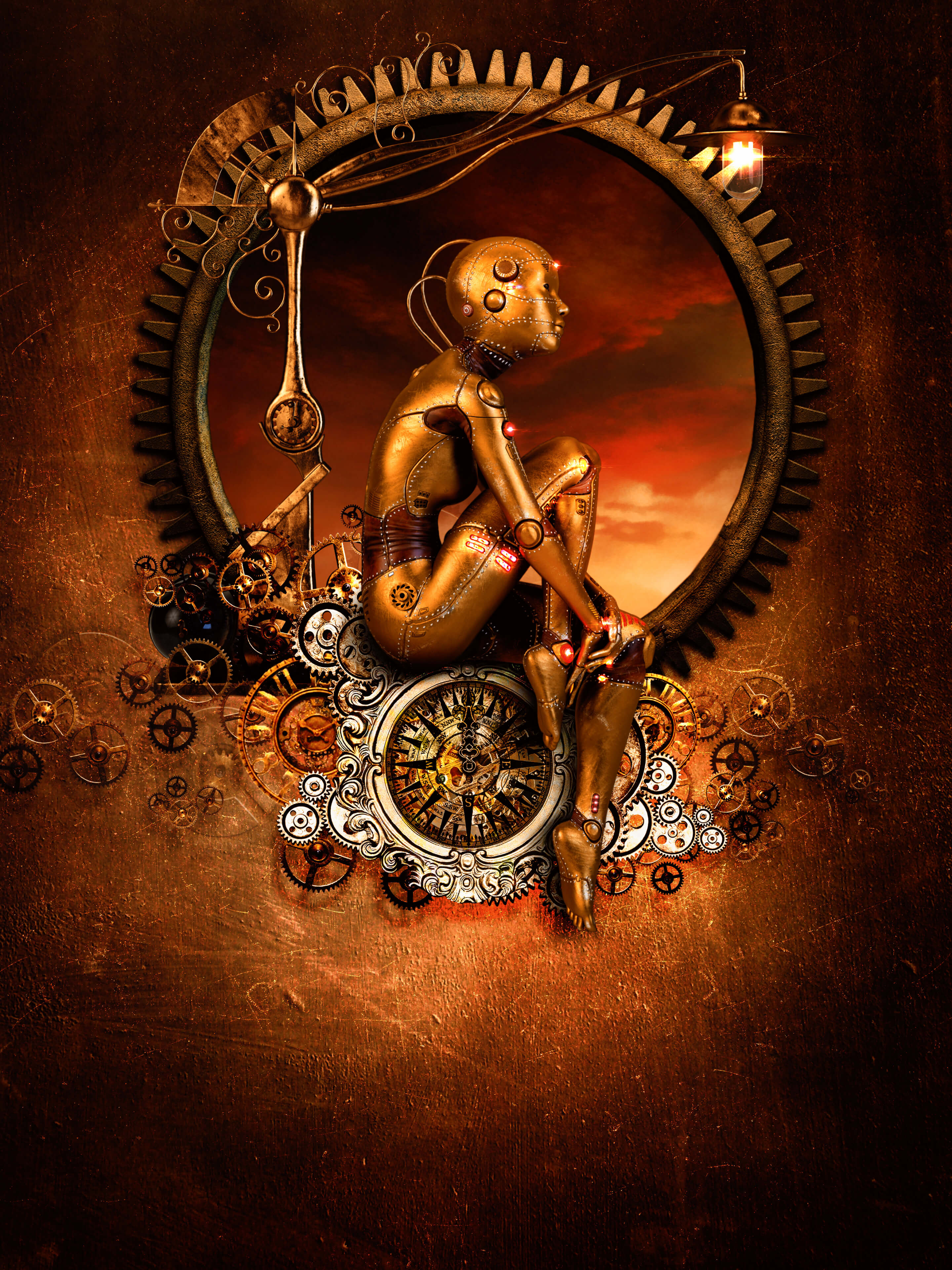 Clockwork Dreams 3d Render Digital Art By Belmontty