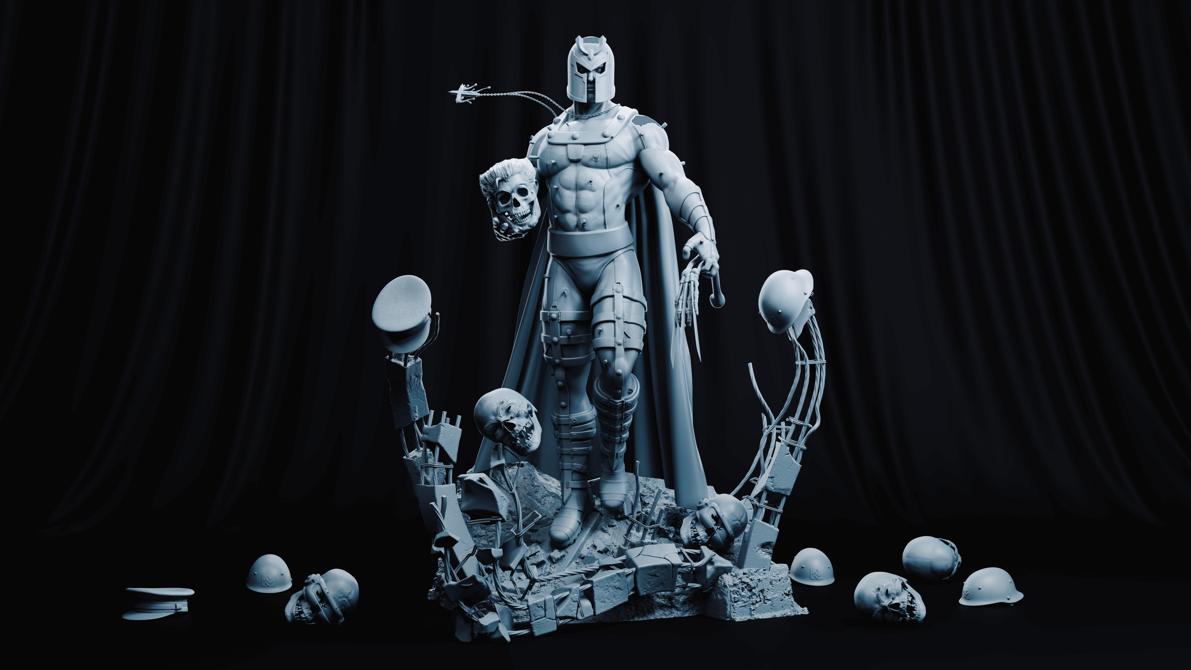Magneto Sculpture for 3d Printing 3D Render by benavidmark