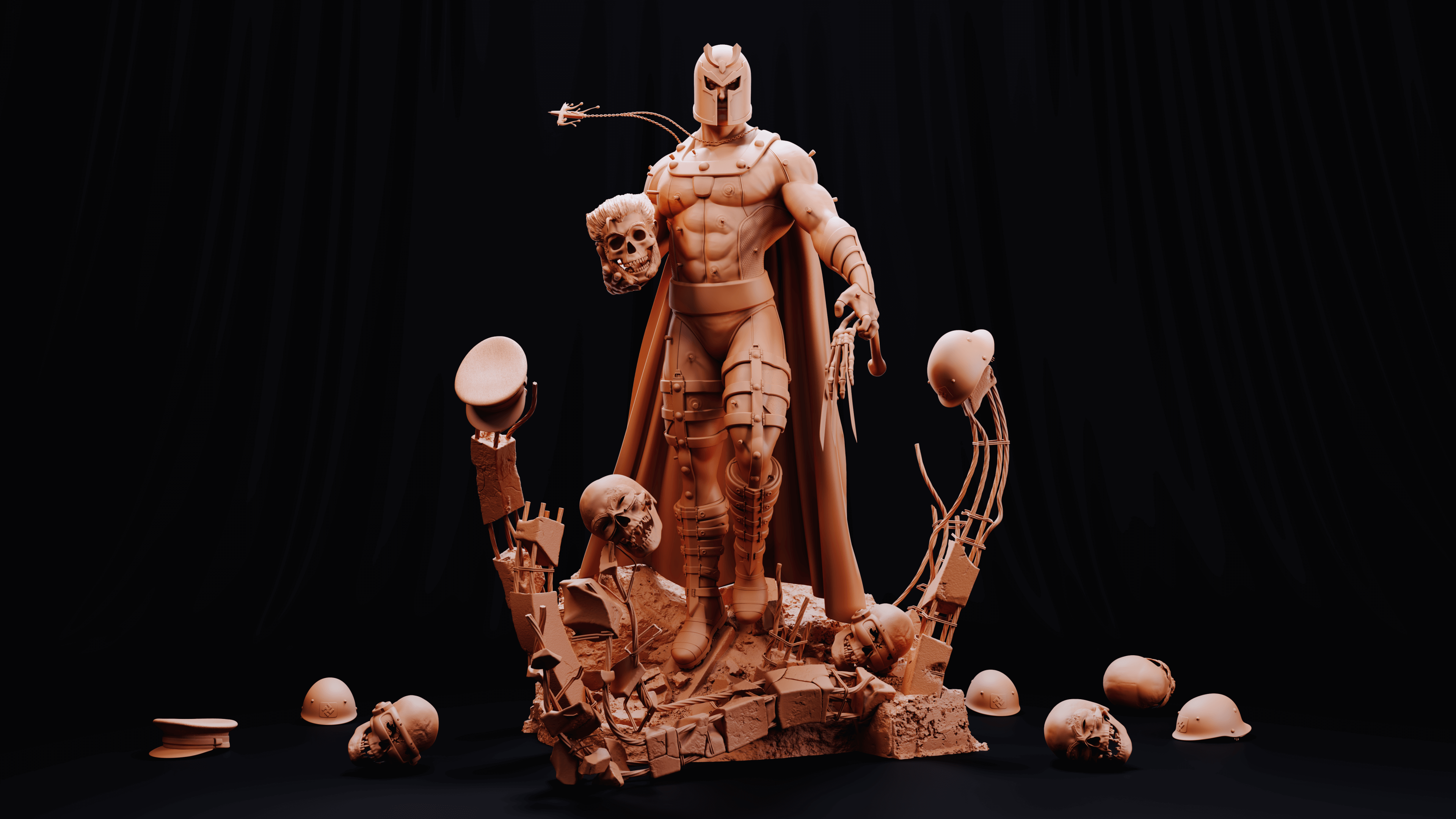 Magneto Sculpture for 3d Printing 3D Render by benavidmark