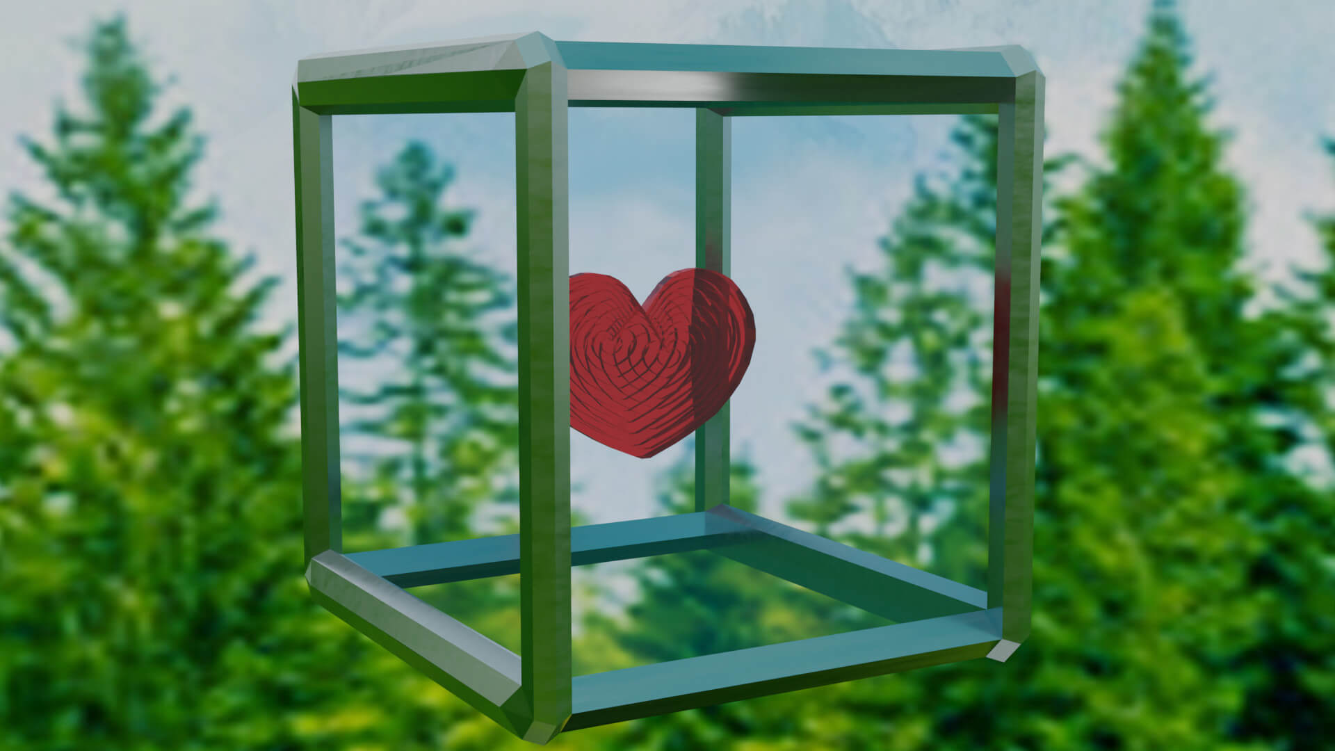 Cube With a Glass Heart - 3D Model by Benedit