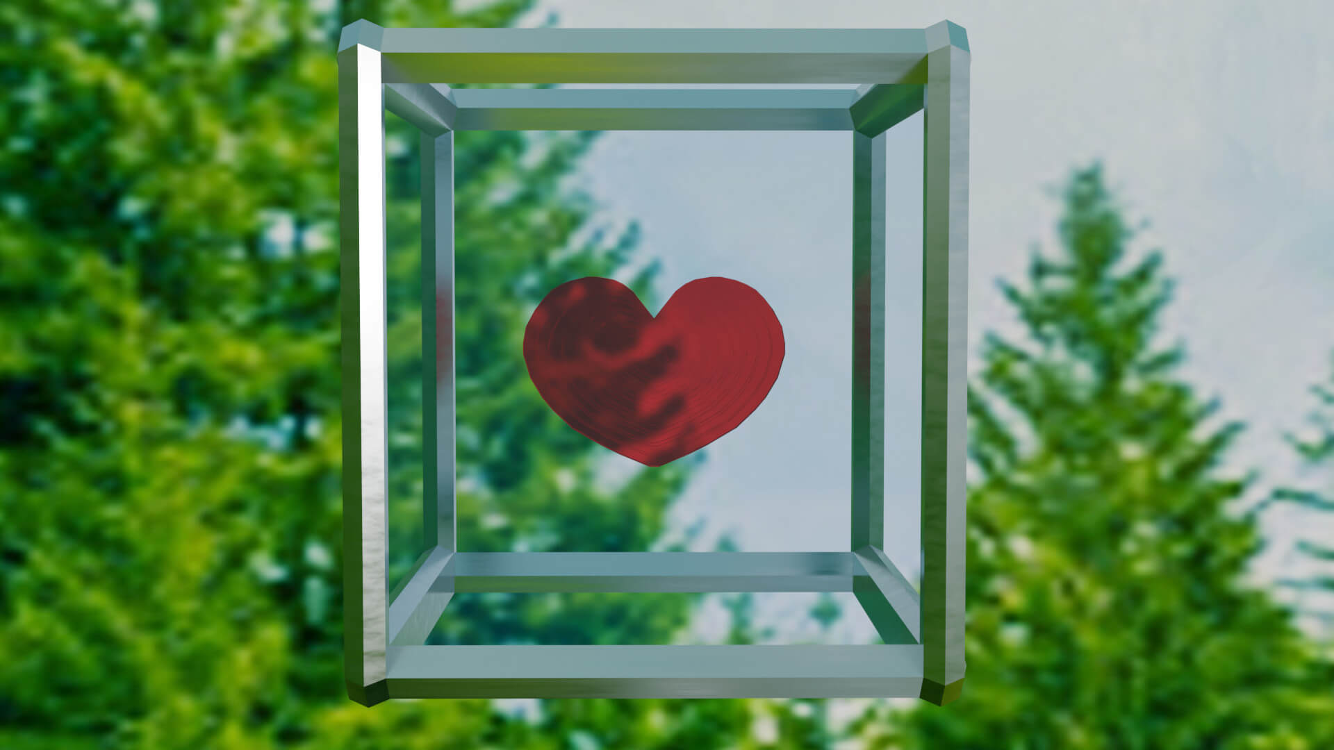 Cube With a Glass Heart - 3D Model by Benedit