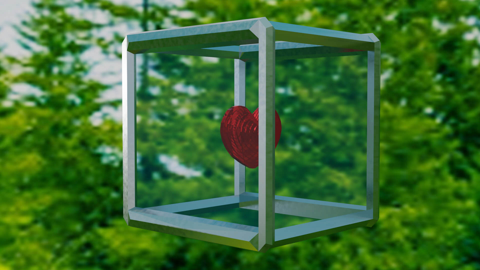 Cube With a Glass Heart - 3D Model by Benedit