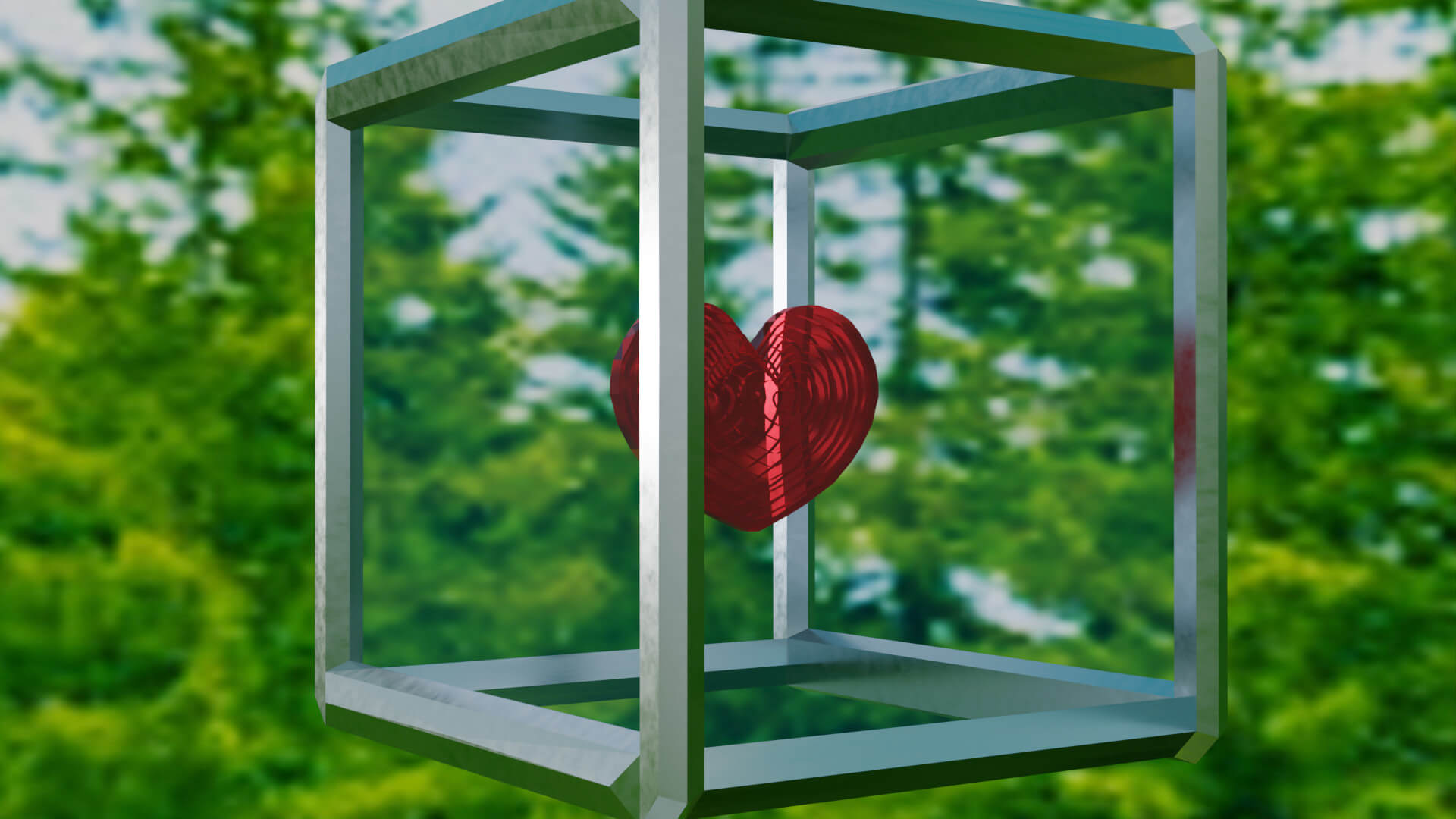 Cube With a Glass Heart - 3D Model by Benedit