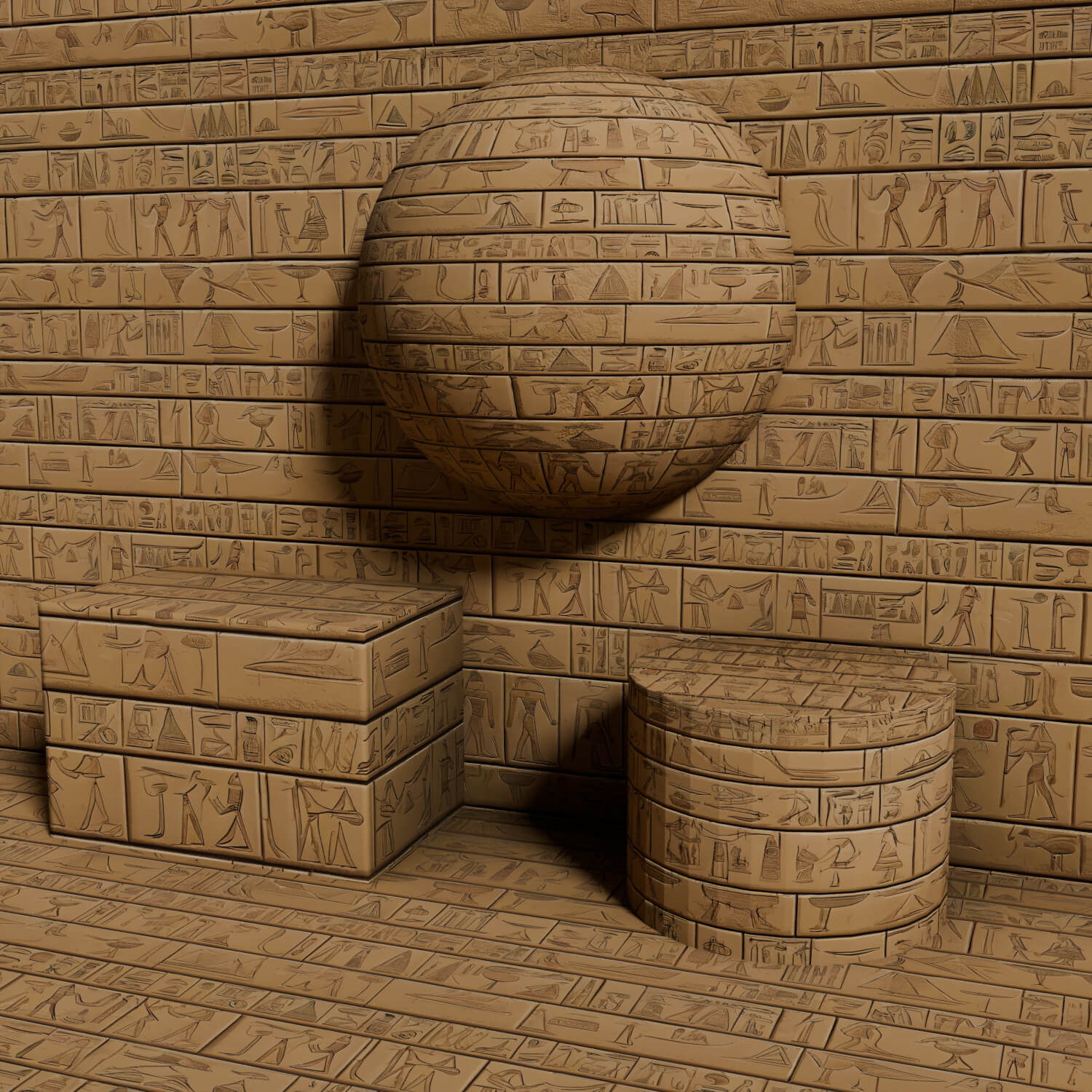Ancient Egyptian Hieroglyphs Seamless PBR Texture by BenevArts