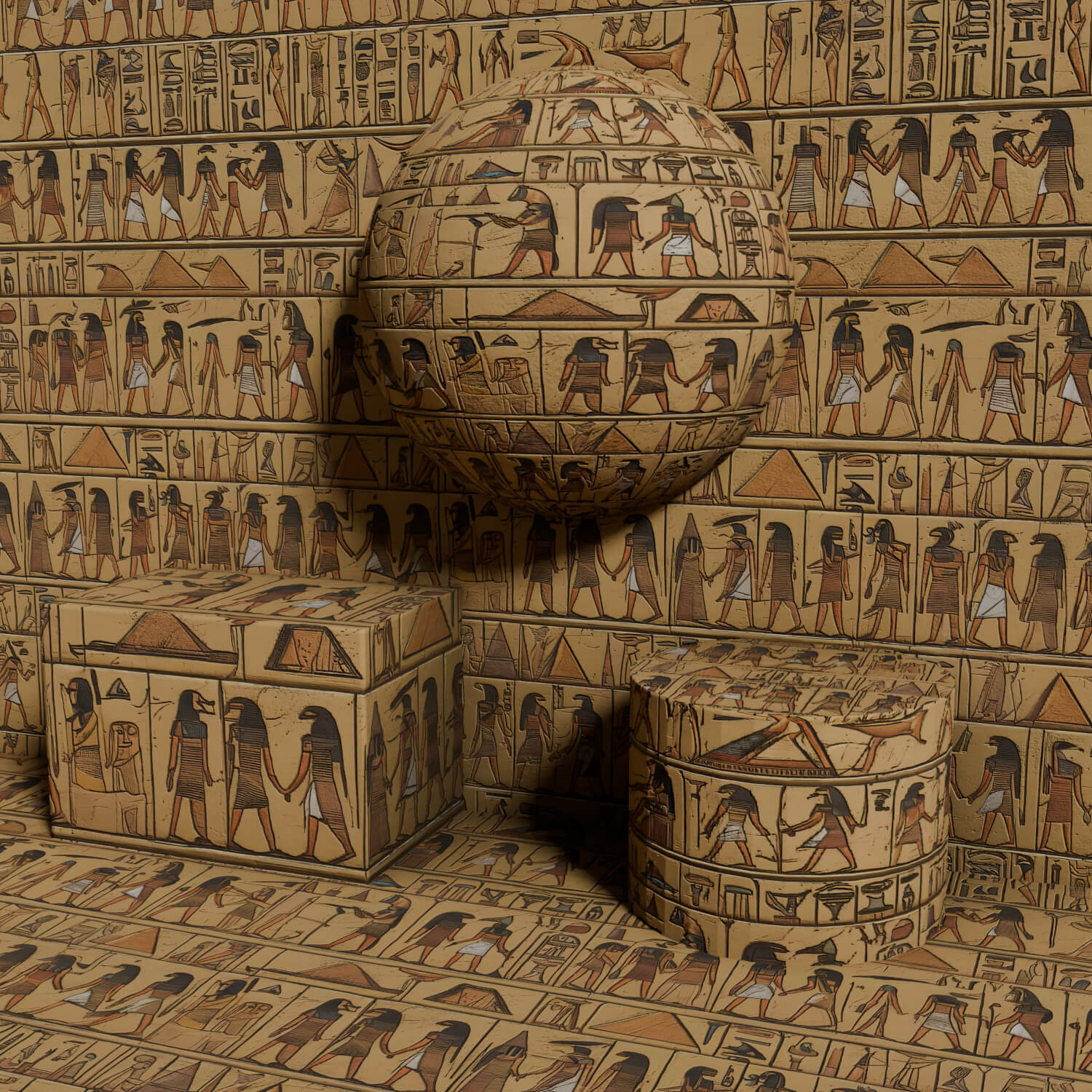Ancient Egyptian Hieroglyphs Seamless PBR Texture by BenevArts