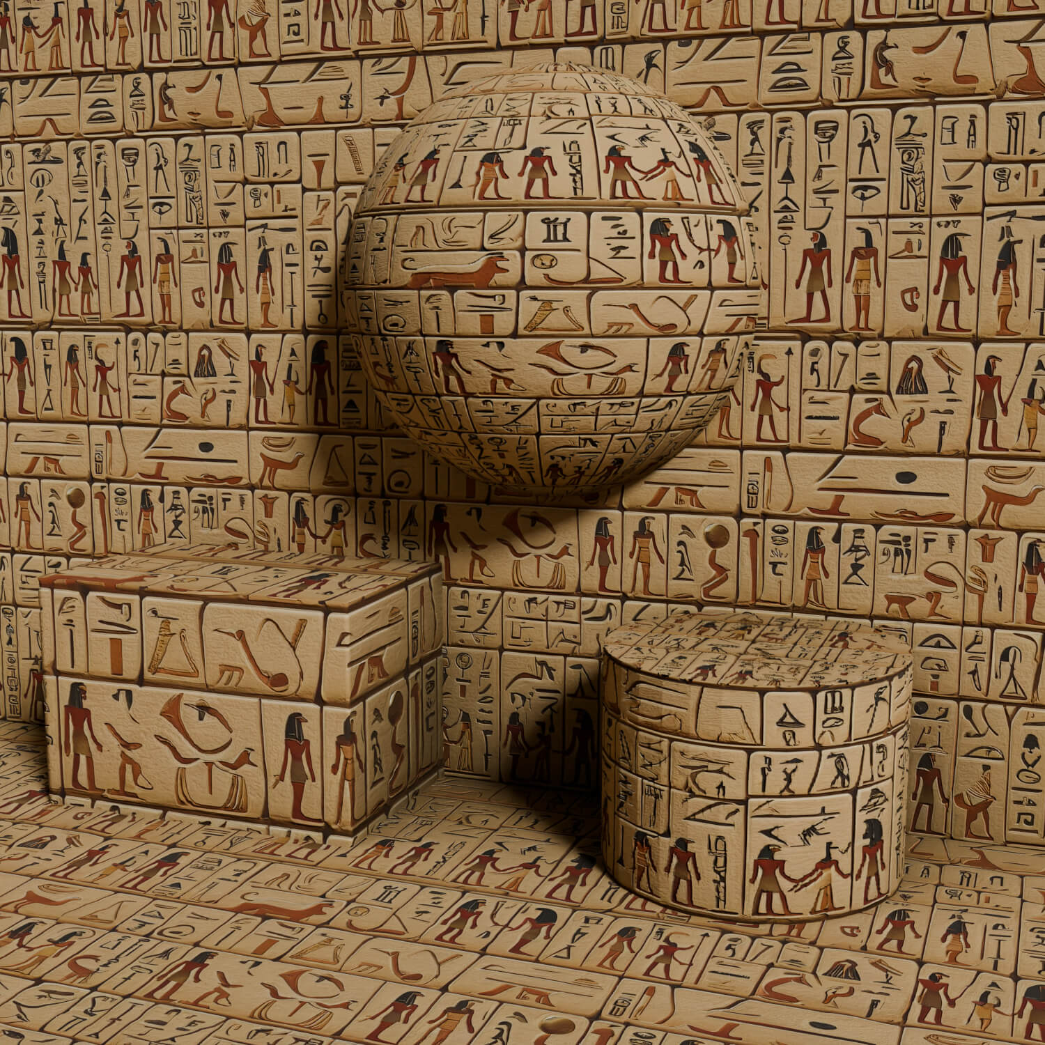 Ancient Egyptian Hieroglyphs Seamless PBR Texture by BenevArts