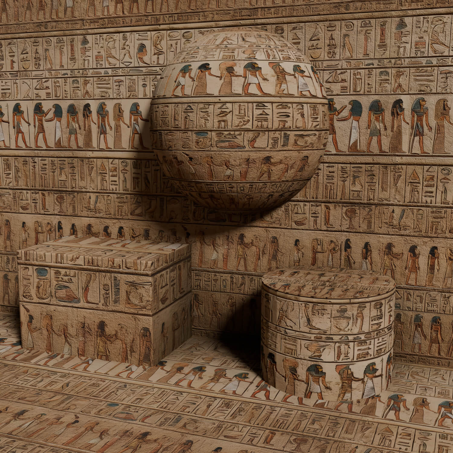 Ancient Egyptian Hieroglyphs Seamless PBR Texture by BenevArts