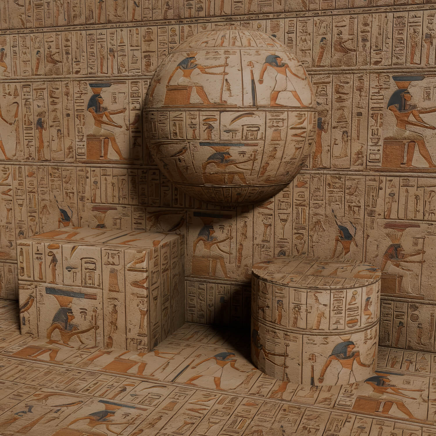 Ancient Egyptian Hieroglyphs Seamless PBR Texture by BenevArts