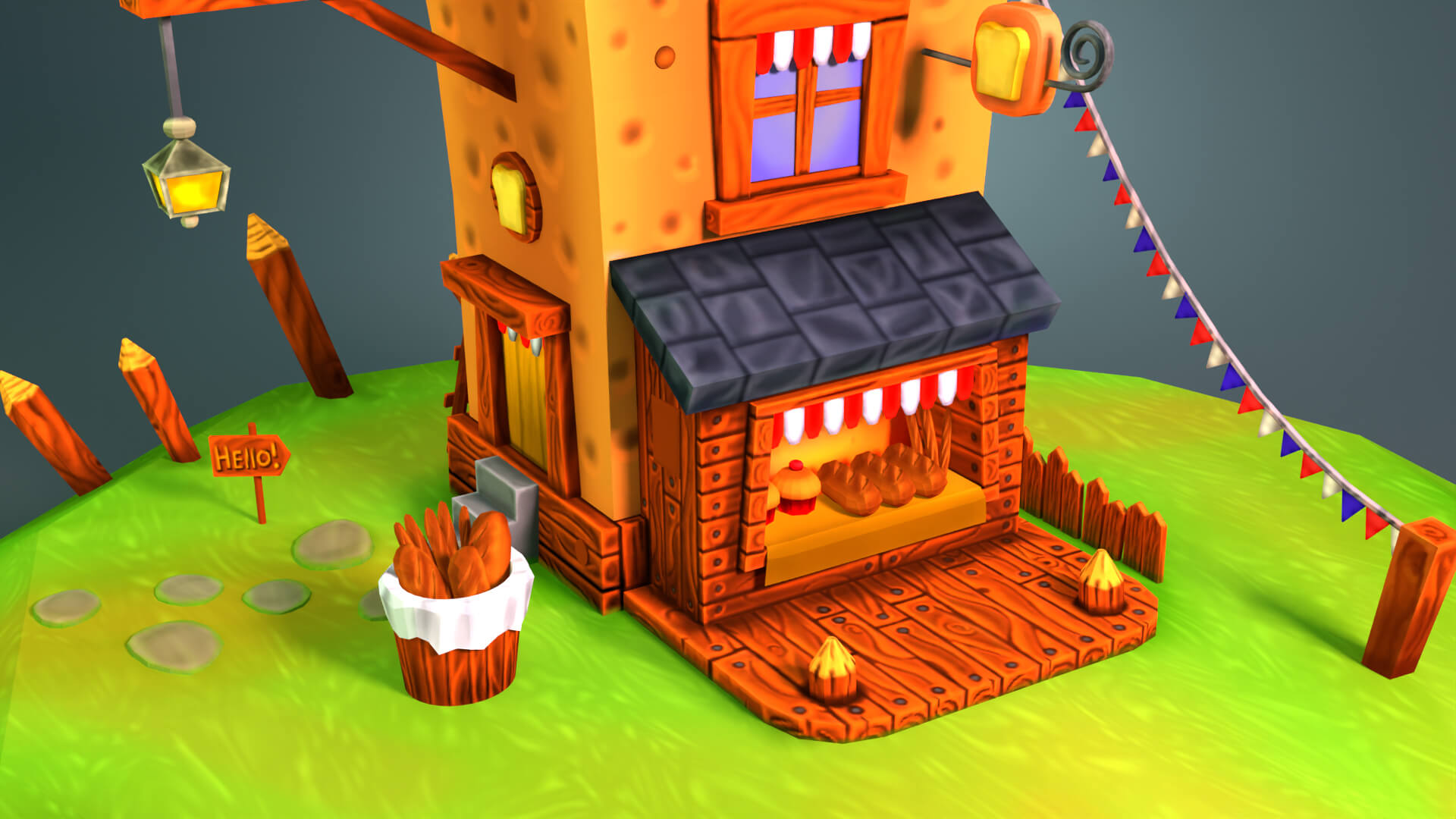 Hand Painted Stylized Bakery Game Asset - 3D Model by BenevArts