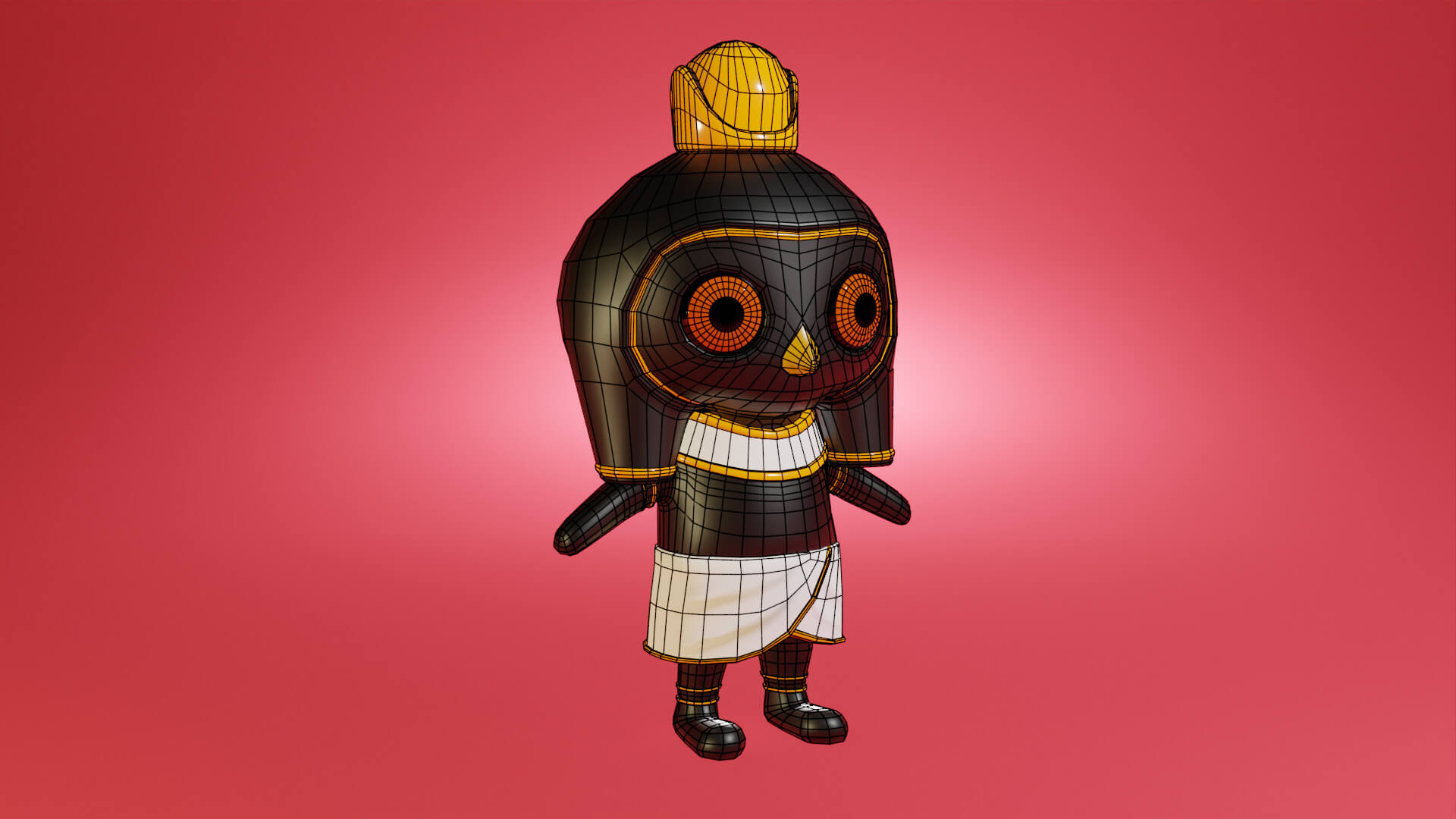 Cute Mini Egyptian God Horus Character - 3D Model by BenevArts