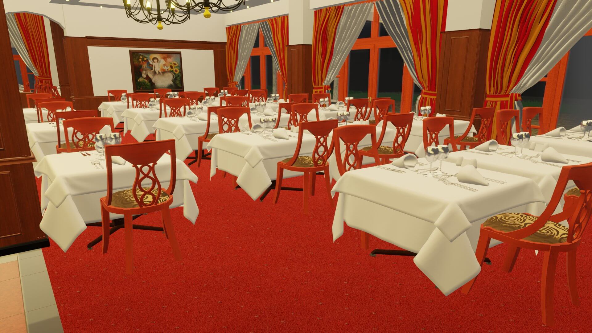 Modular Buffet Resturant in a Hotelinterior Exterior Low-Pol 3D Model ...