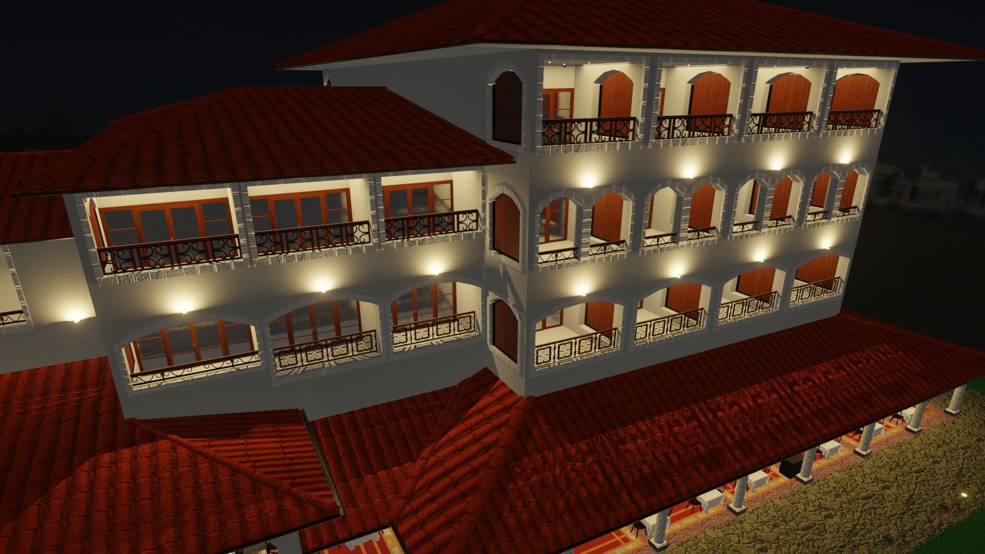 Modular Buffet Resturant in a Hotelinterior Exterior Low-Pol 3D Model ...